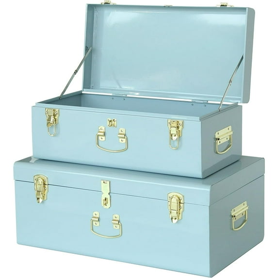 HofferRuffer Decorative Metal Box, Set of 2 Storage Organizer with Lock ...