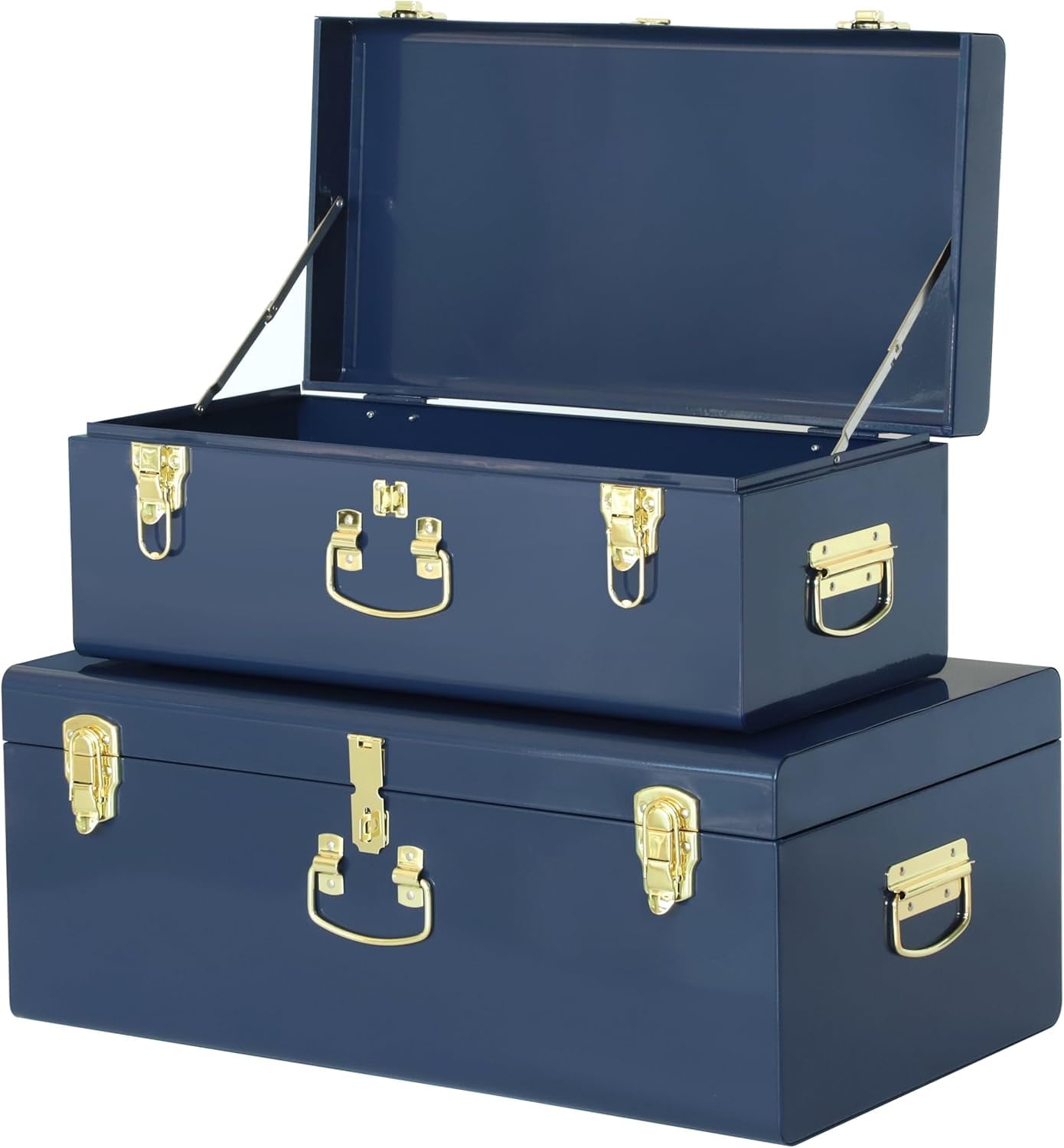 HofferRuffer Decorative Metal Box, Set of 2 Storage Organizer with Lock ...