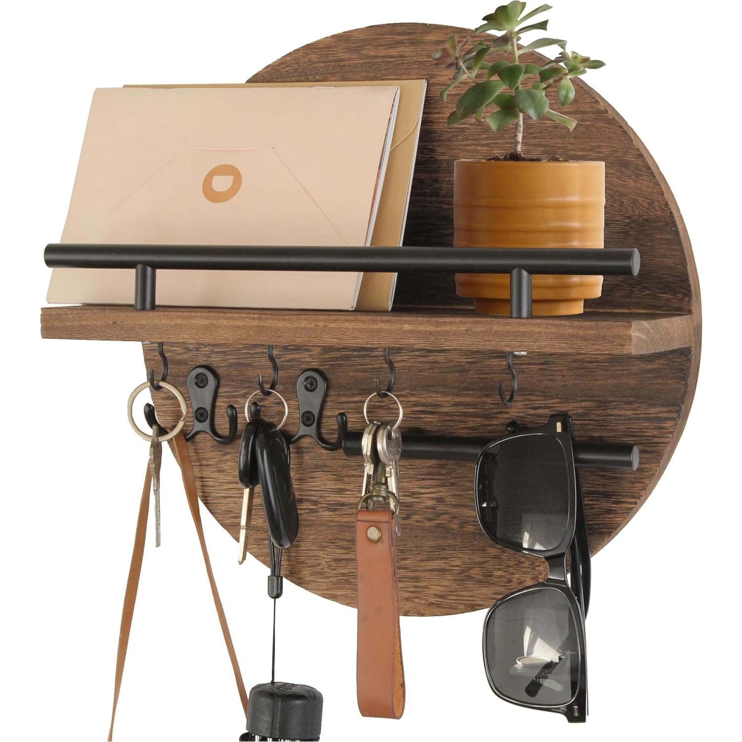 HofferRuffer Decorative Key Holder, Wall Mount Organizer with Shelf ...