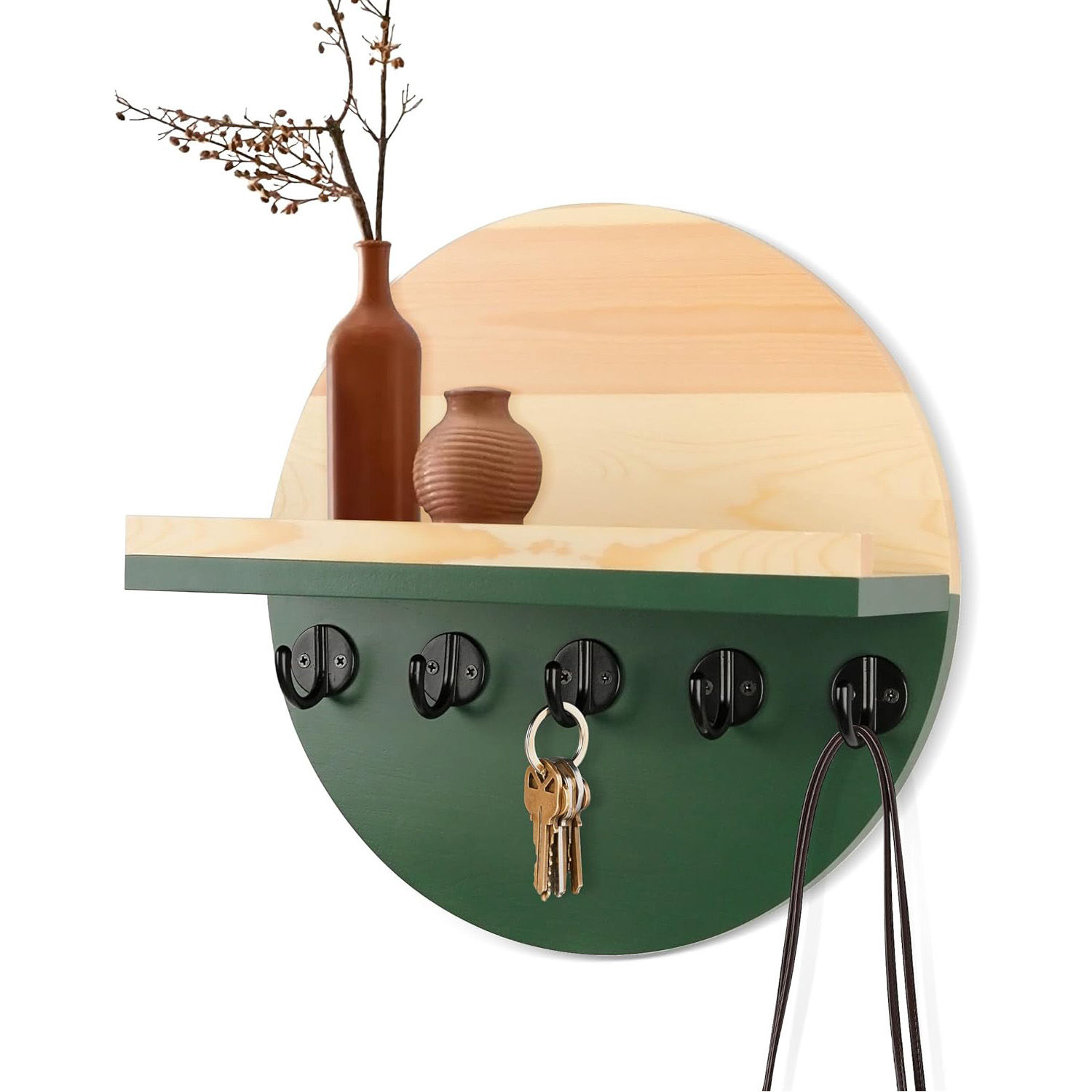 Visland Decorative Leaves Iron Hooks Plant Modern Key Holder Wall ...