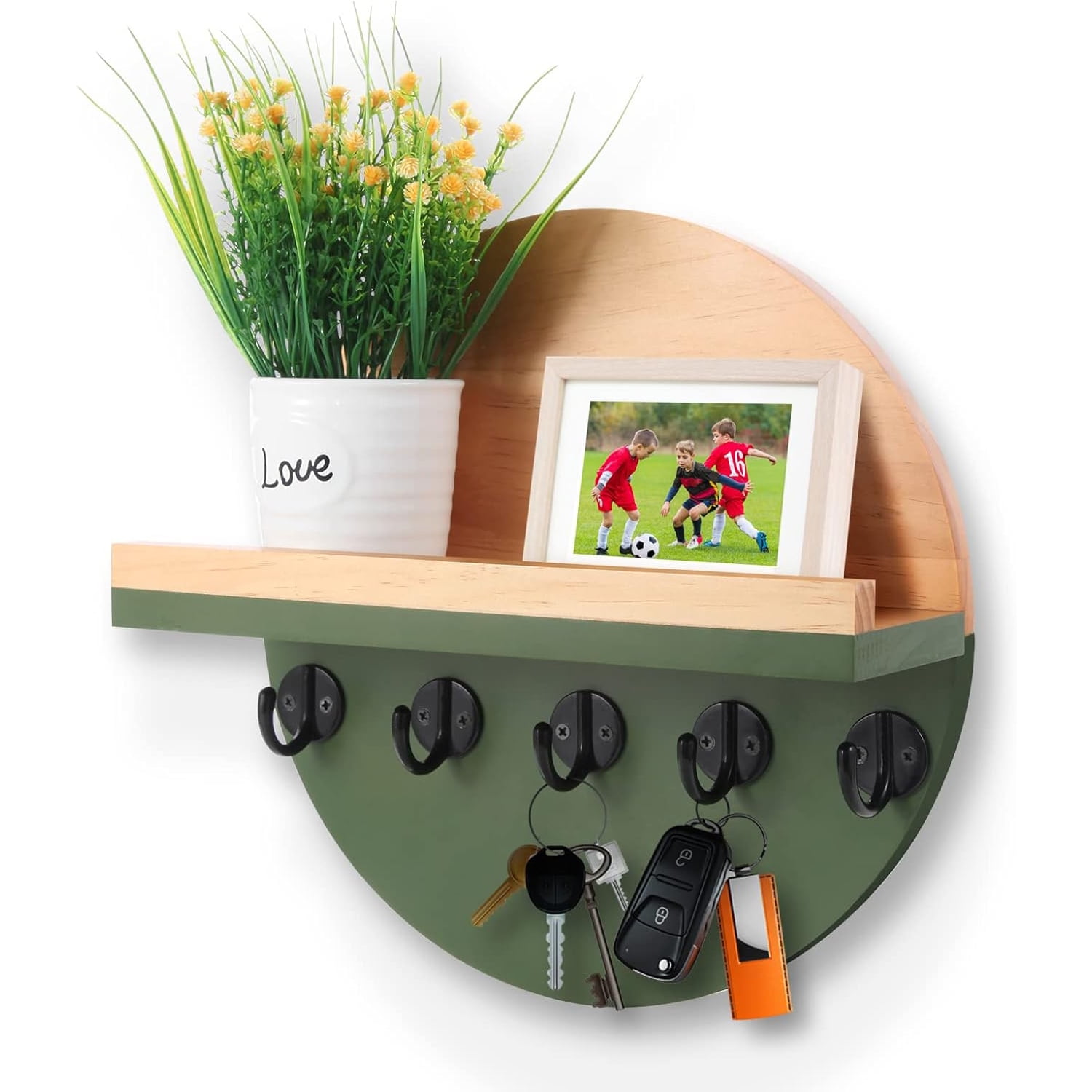 HofferRuffer Key Holder for Wall with Shelf, Drywall Anchors, Wall ...