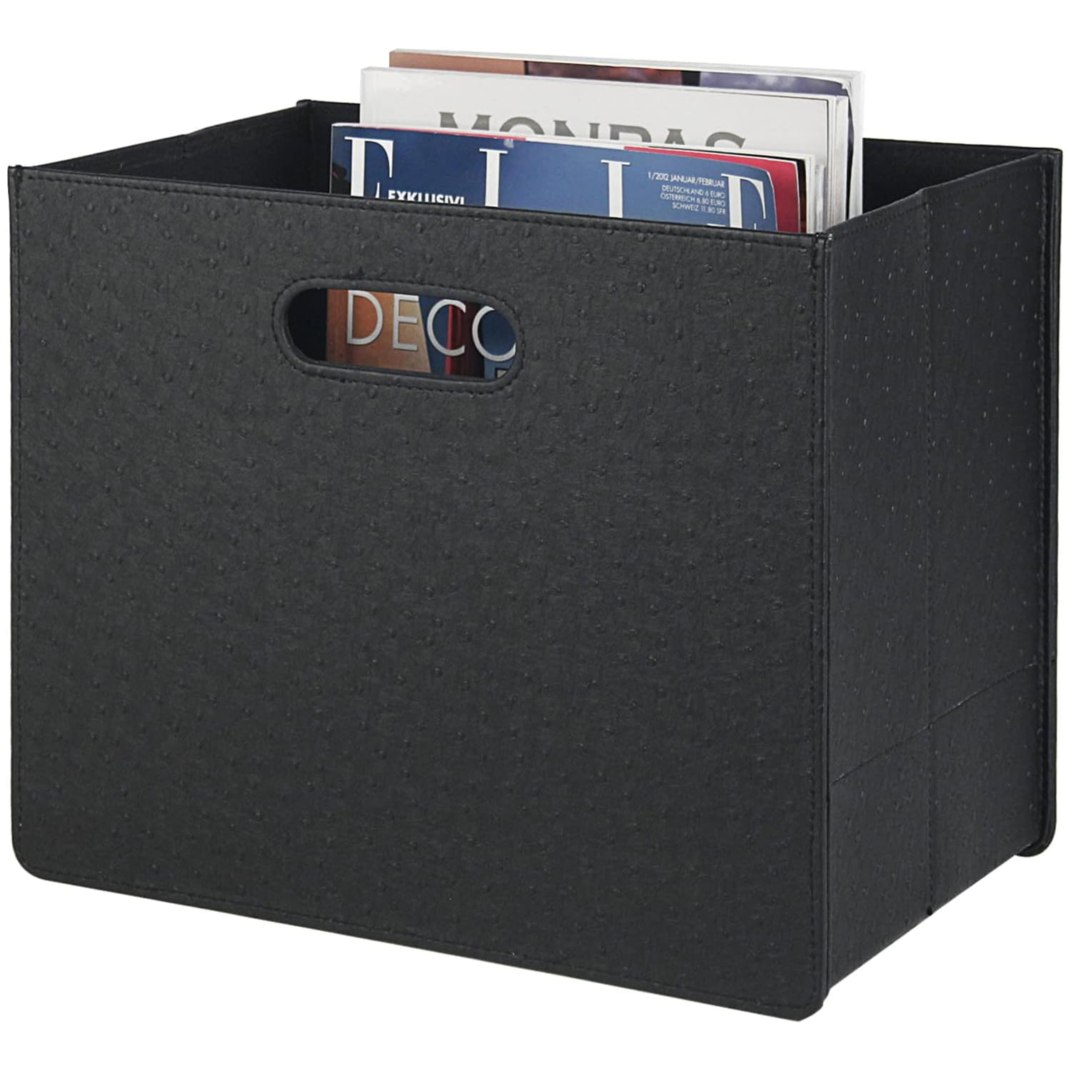 HofferRuffer Magazine Holder, 13.8"x7.8"x11" Leather Foldable File ...