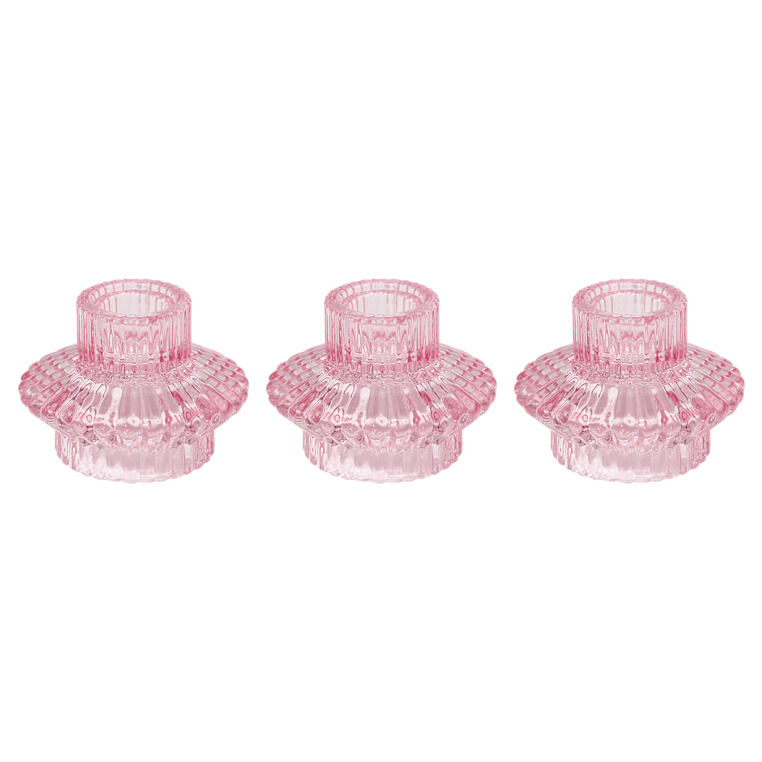 HofferRuffer Set of 3 Taper Glass Candle Holders, 2 in 1 Votive ...