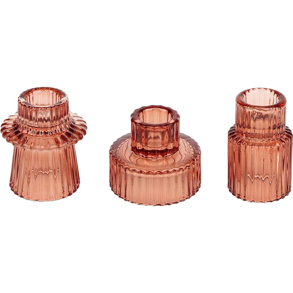 HofferRuffer Set of 3 Taper Glass Tea Light Holders for Table Decor ...