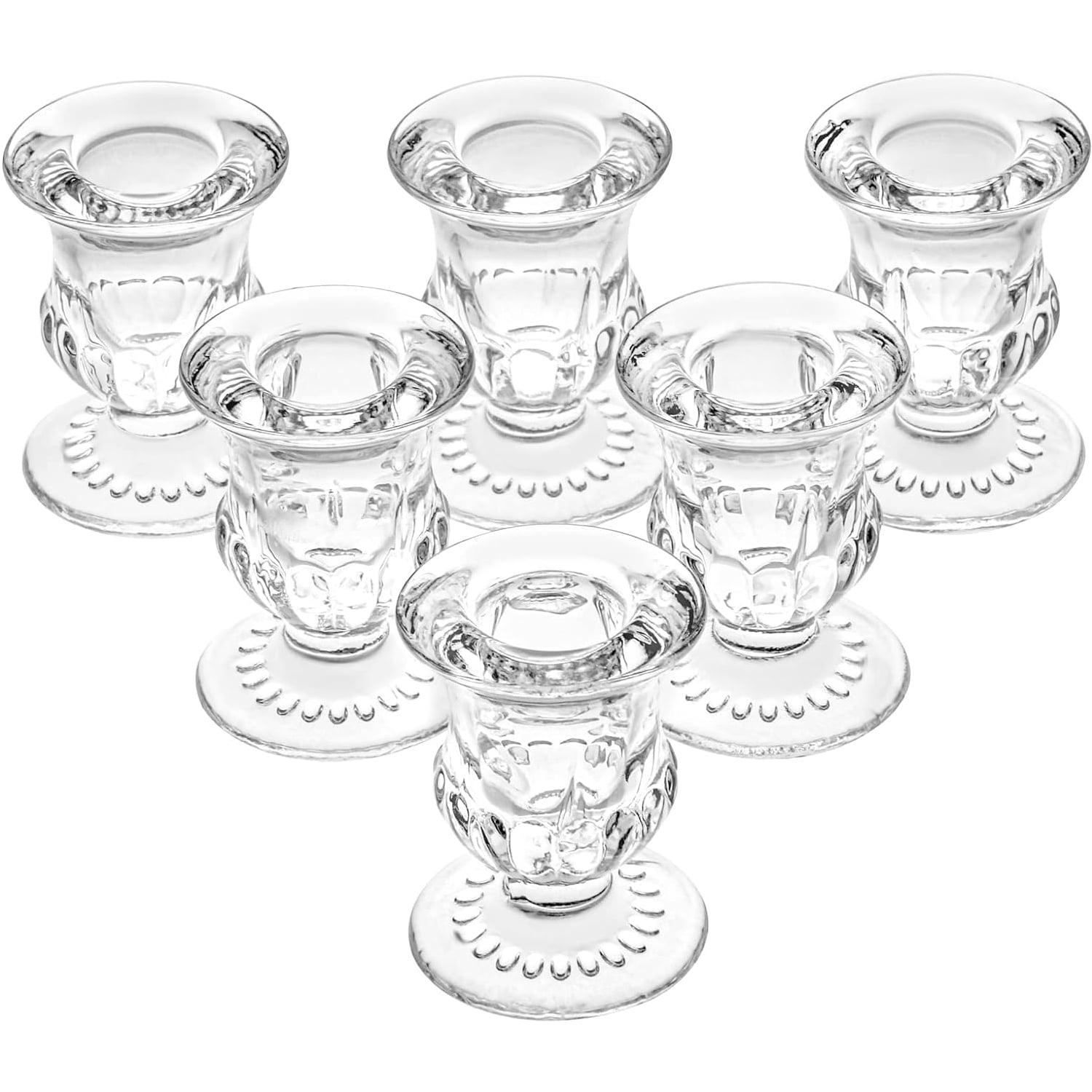 HofferRuffer Taper Glass Candle holder, Set of 6 for Table Centerpiece ...