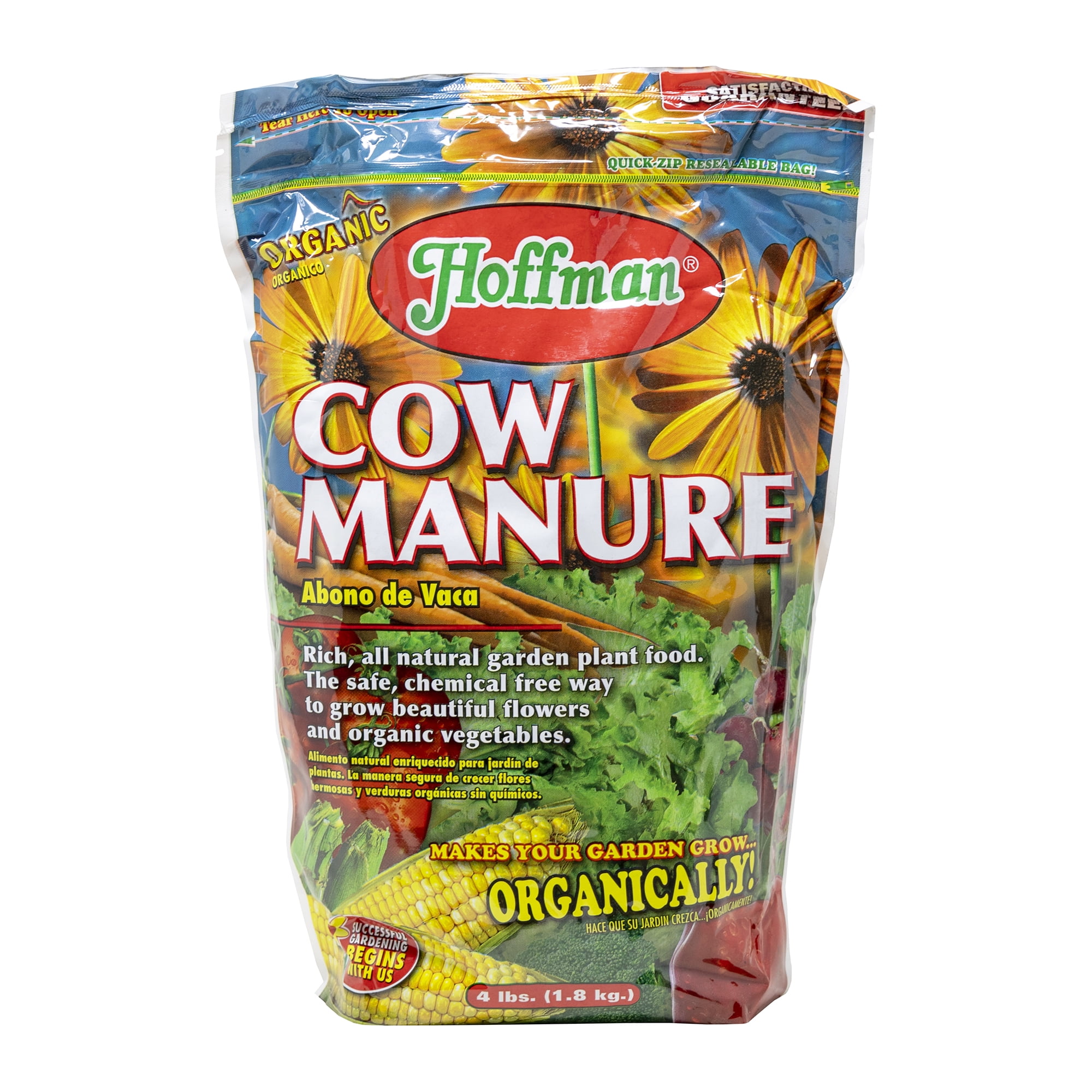 Hoffman Organic Cow Manure, 1-1-1 Formulation, 4lbs, Soil Humus for ...
