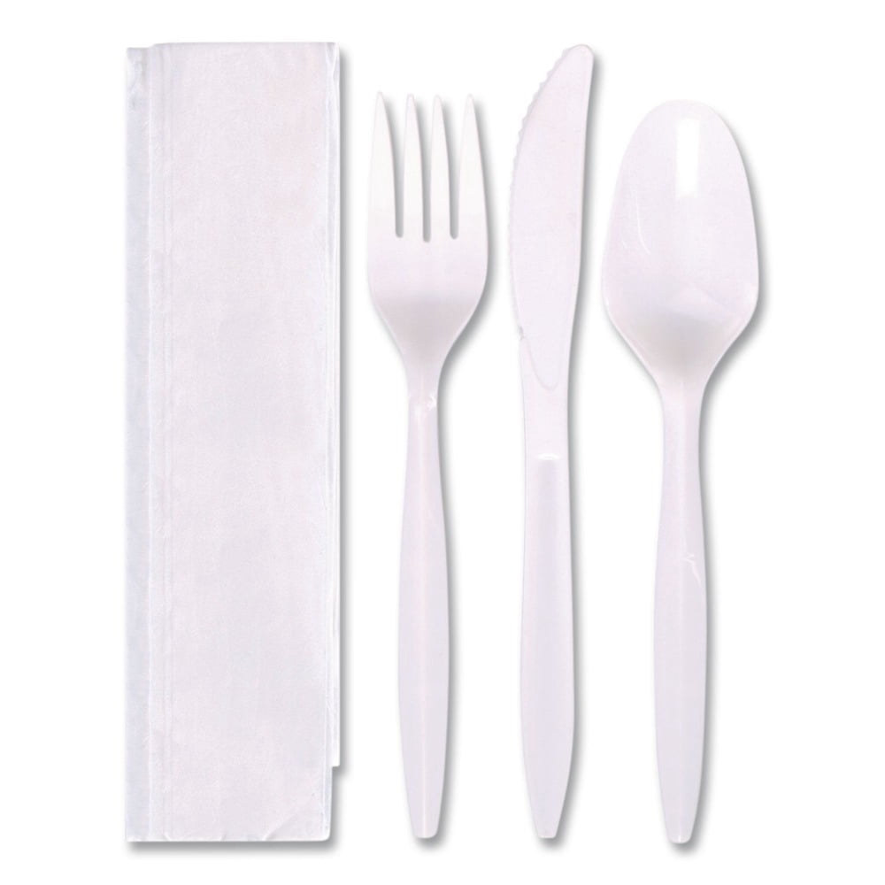 Hoffmaster 117799 Fork/Knife/Spoon/Napkin Economy Cutlery Kit - White ...