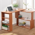 Hoffree 360° Rotating Computer Desk with Storage Large Office Desk with ...