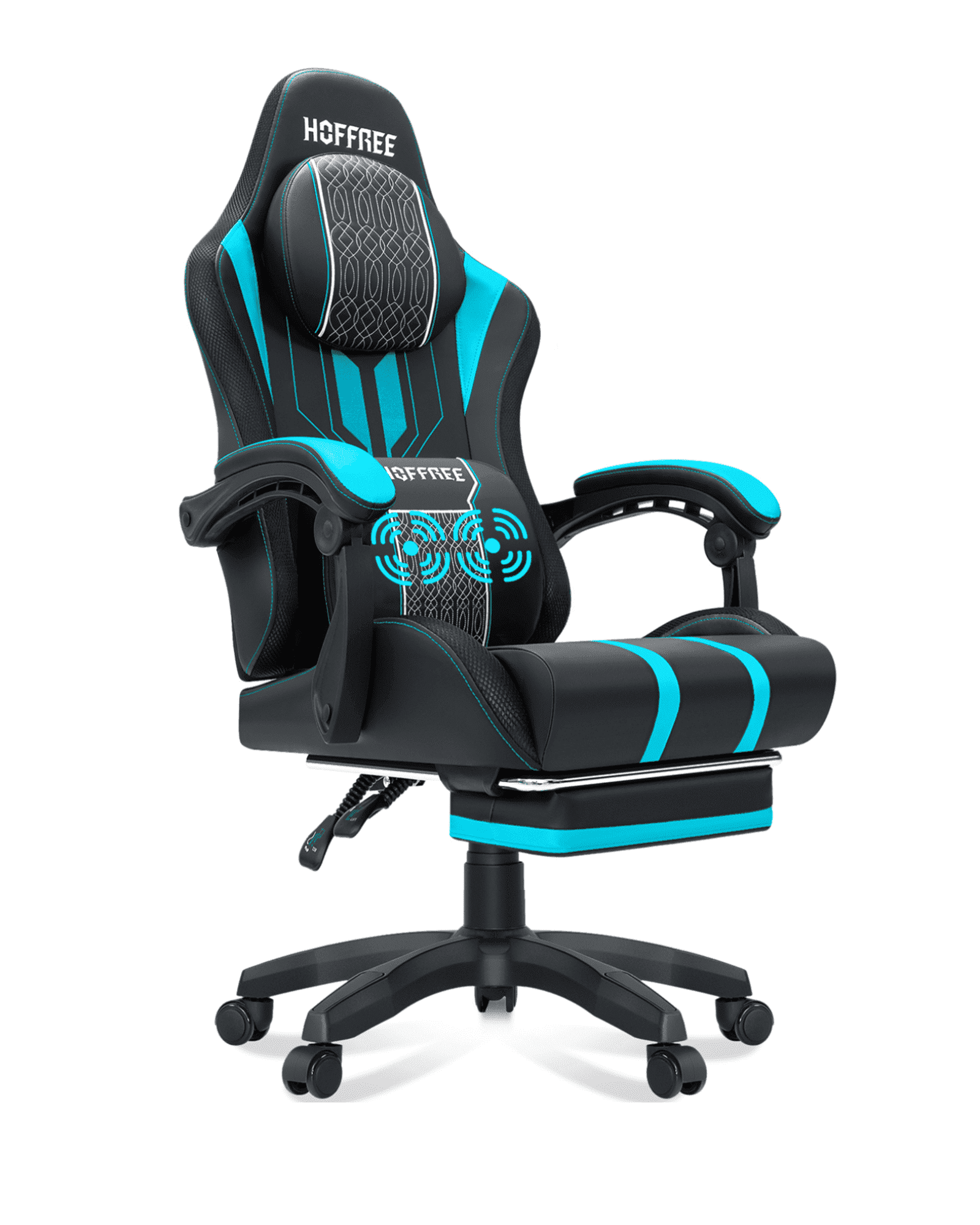 Hoffree Heavy Duty Gaming Chair with Massage, Adjustable Height ...