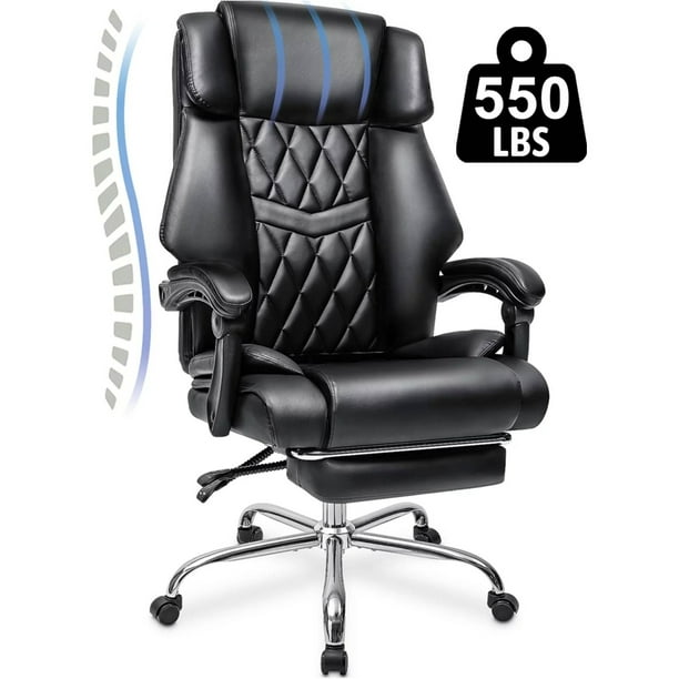 Hoffree Executive Office Chair Big and Tall Office Chair 550lb Wide Seat Ergonomic Computer Desk Chair High Back Leather Chair with Lumbar Back Support for Home Office Black Walmart Business Supplies