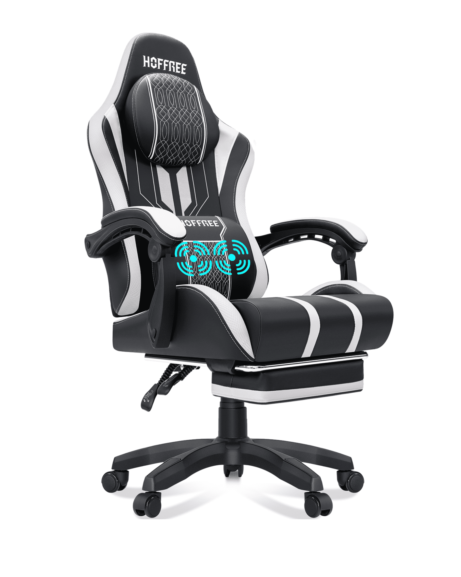 Hoffree Extra Wide Gaming Chair with Footrest, Massager, Reclining ...