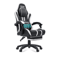 Hoffree Extra Wide Gaming Chair with Footrest, Massager, Reclining ...