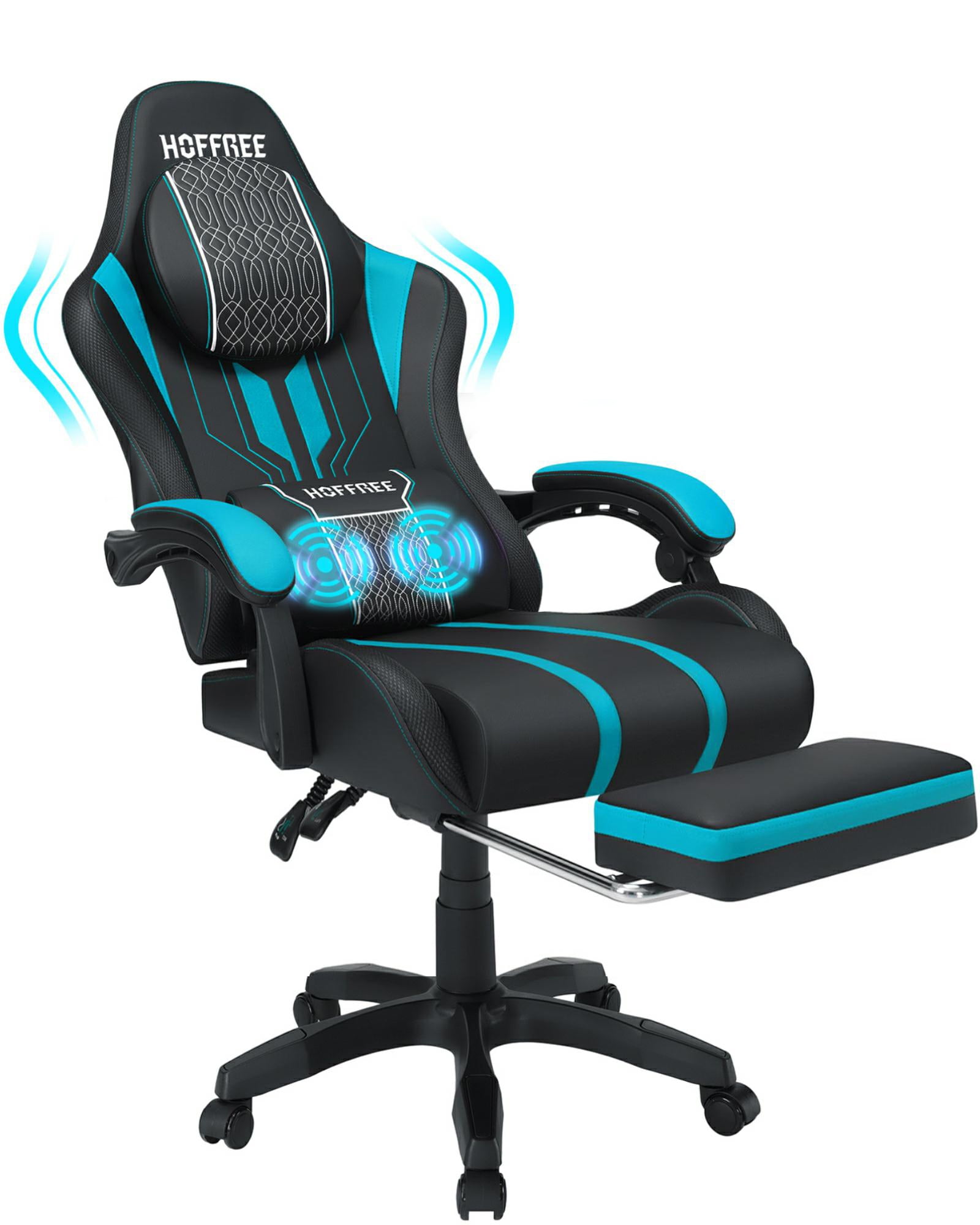 Hoffree Heavy Duty Gaming Chair with Massage, Adjustable Height ...