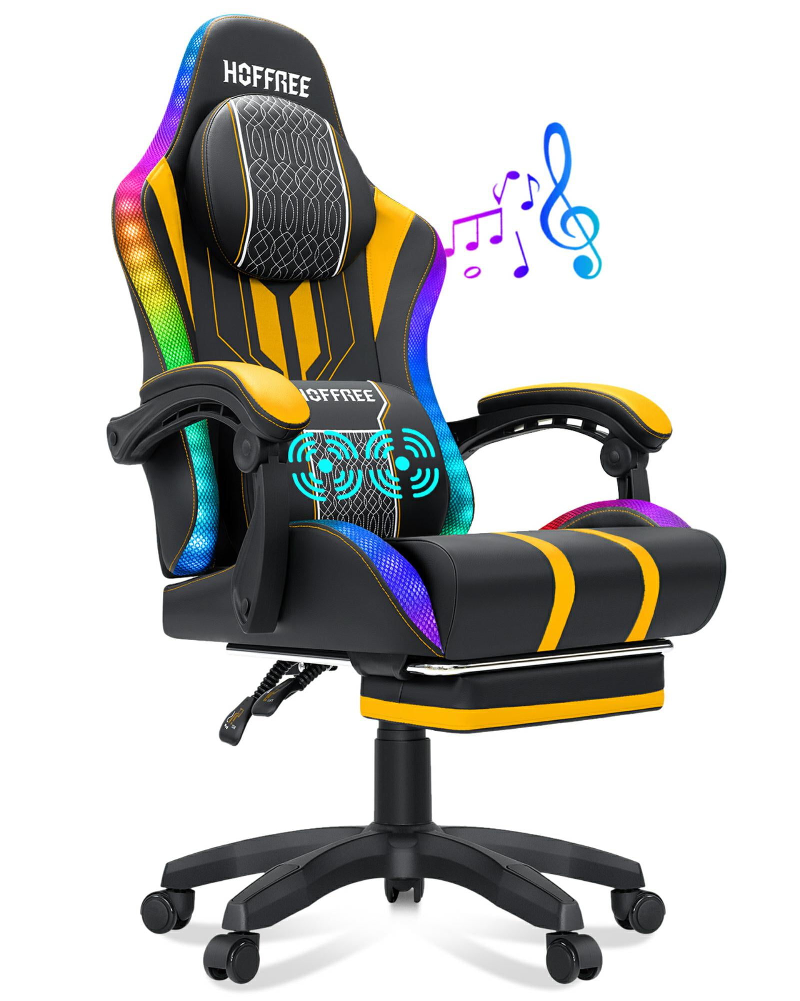 Hoffree Big and Tall Gaming Chair with Speakers Office Chair with ...