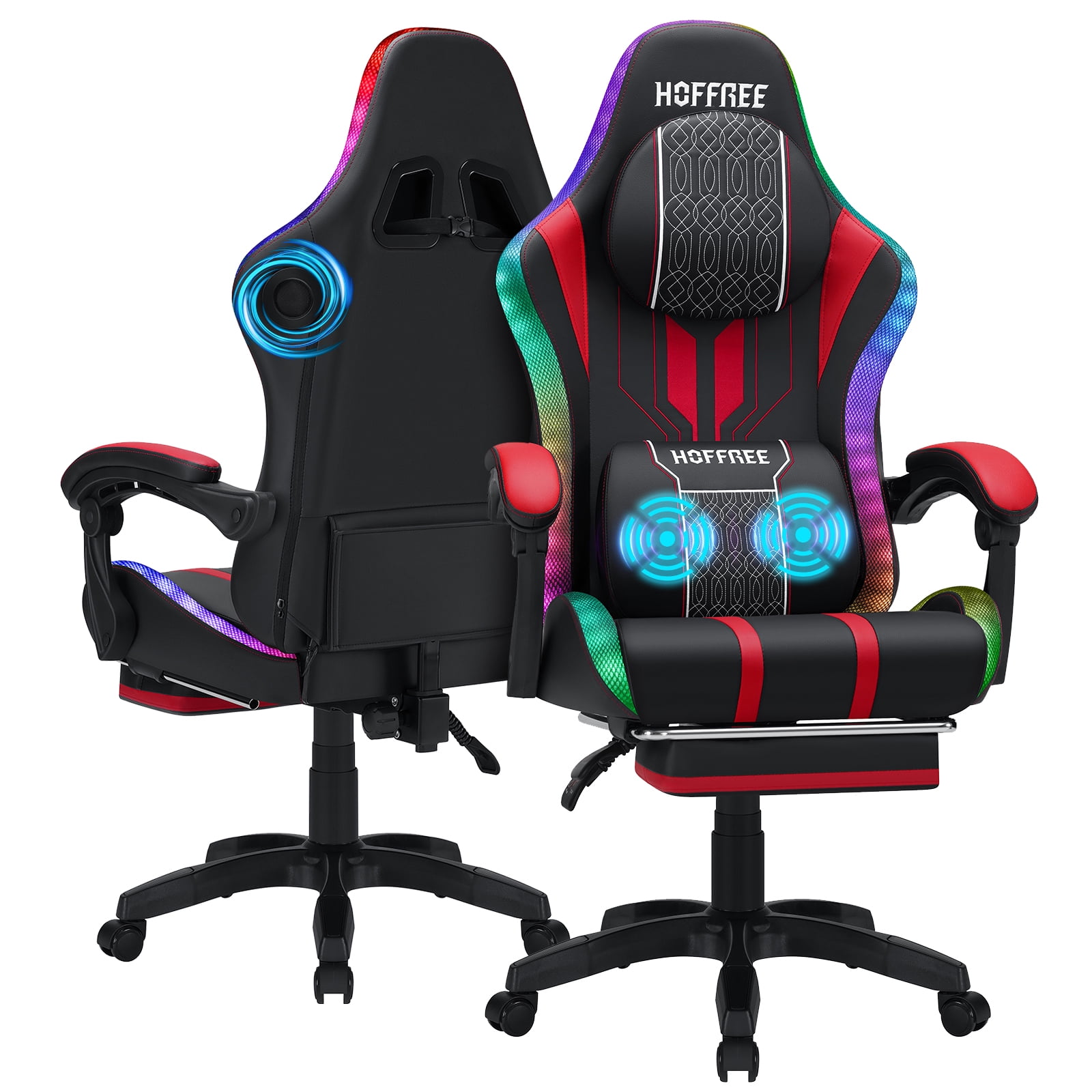 Hoffree Gaming Chair with Speakers Big and Tall Office Chair with ...
