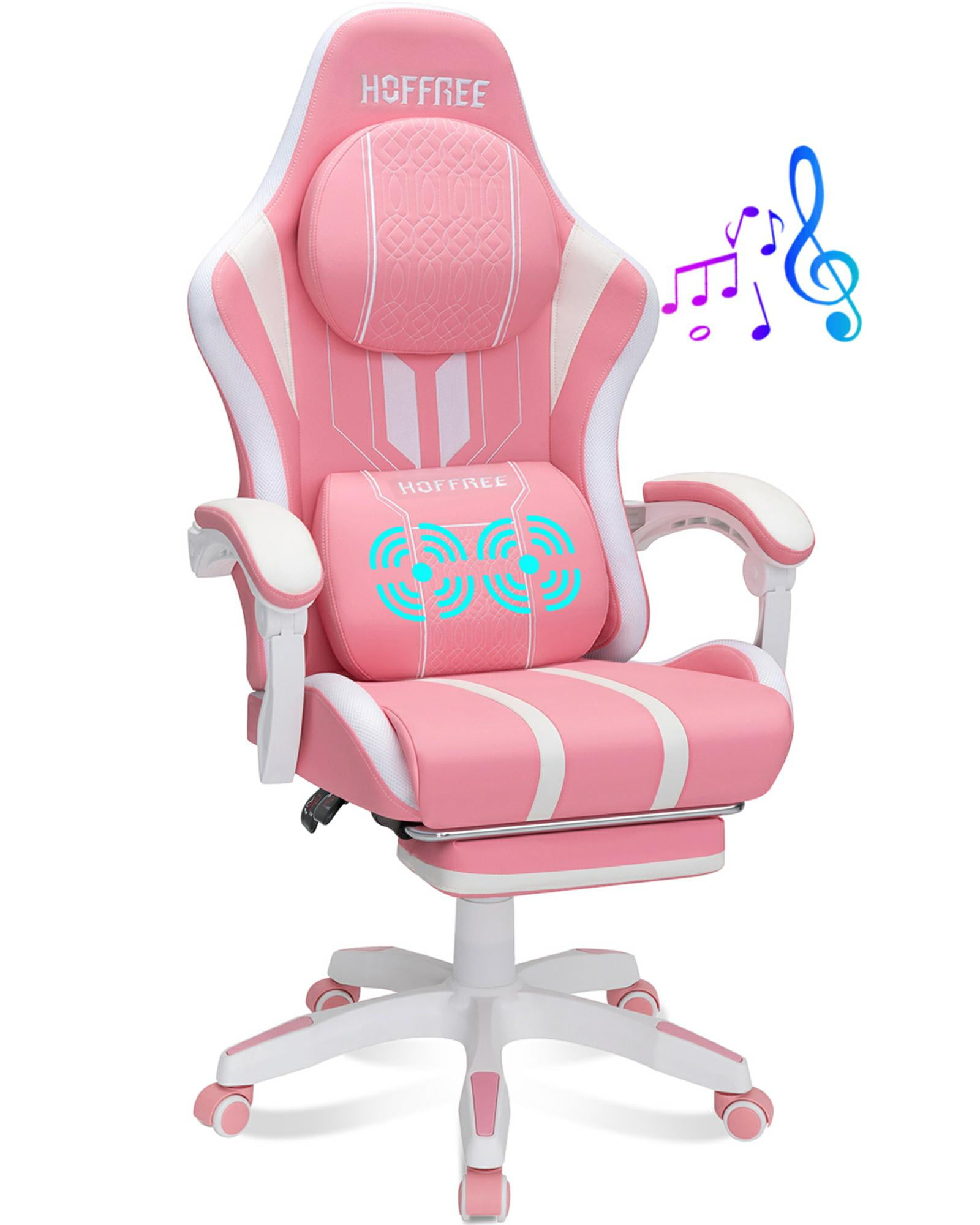 Hoffree Gaming Chair with Speakers Big and Tall Video Game Chair with ...