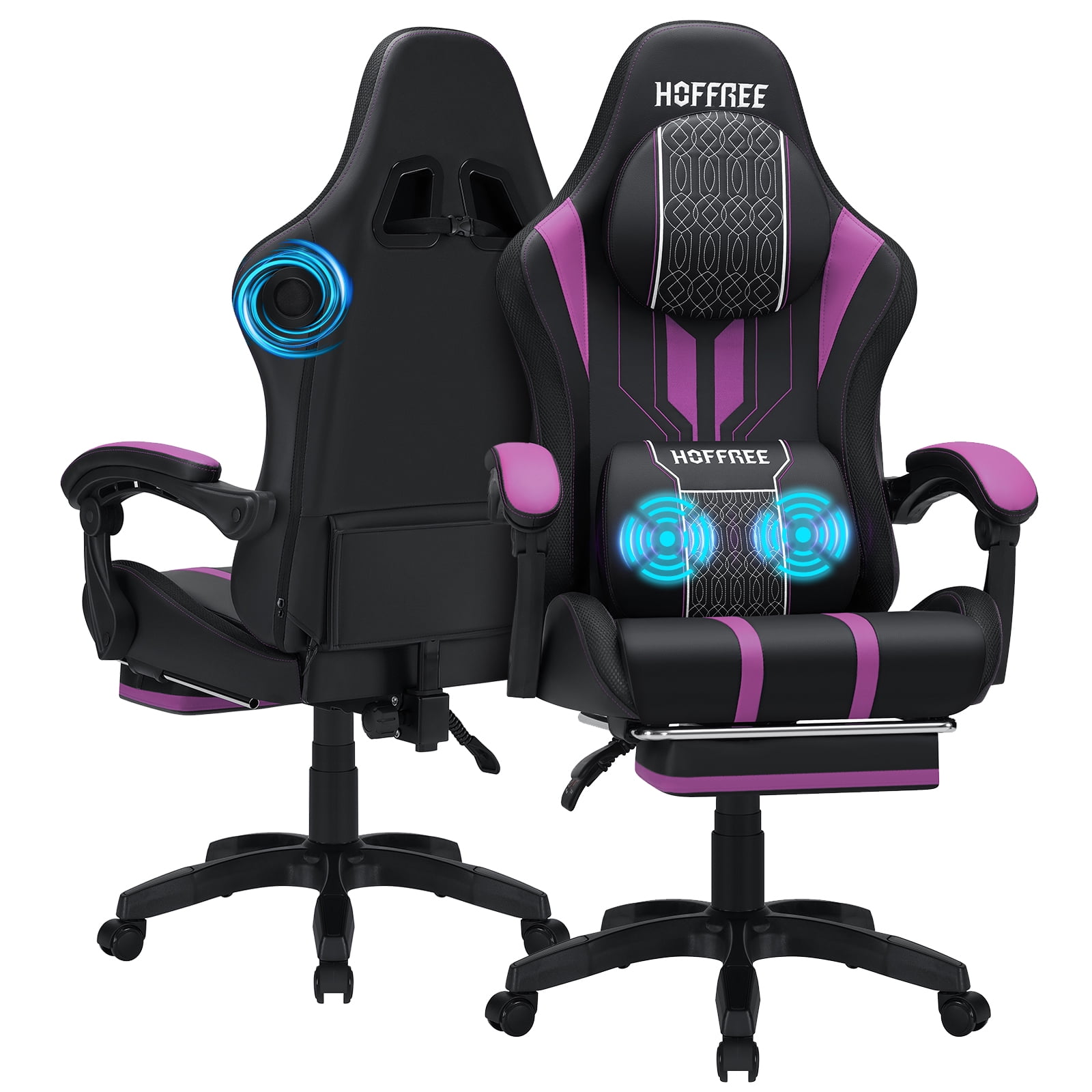 Hoffree Gaming Chair with Speakers Big and Tall Video Game Chair with ...