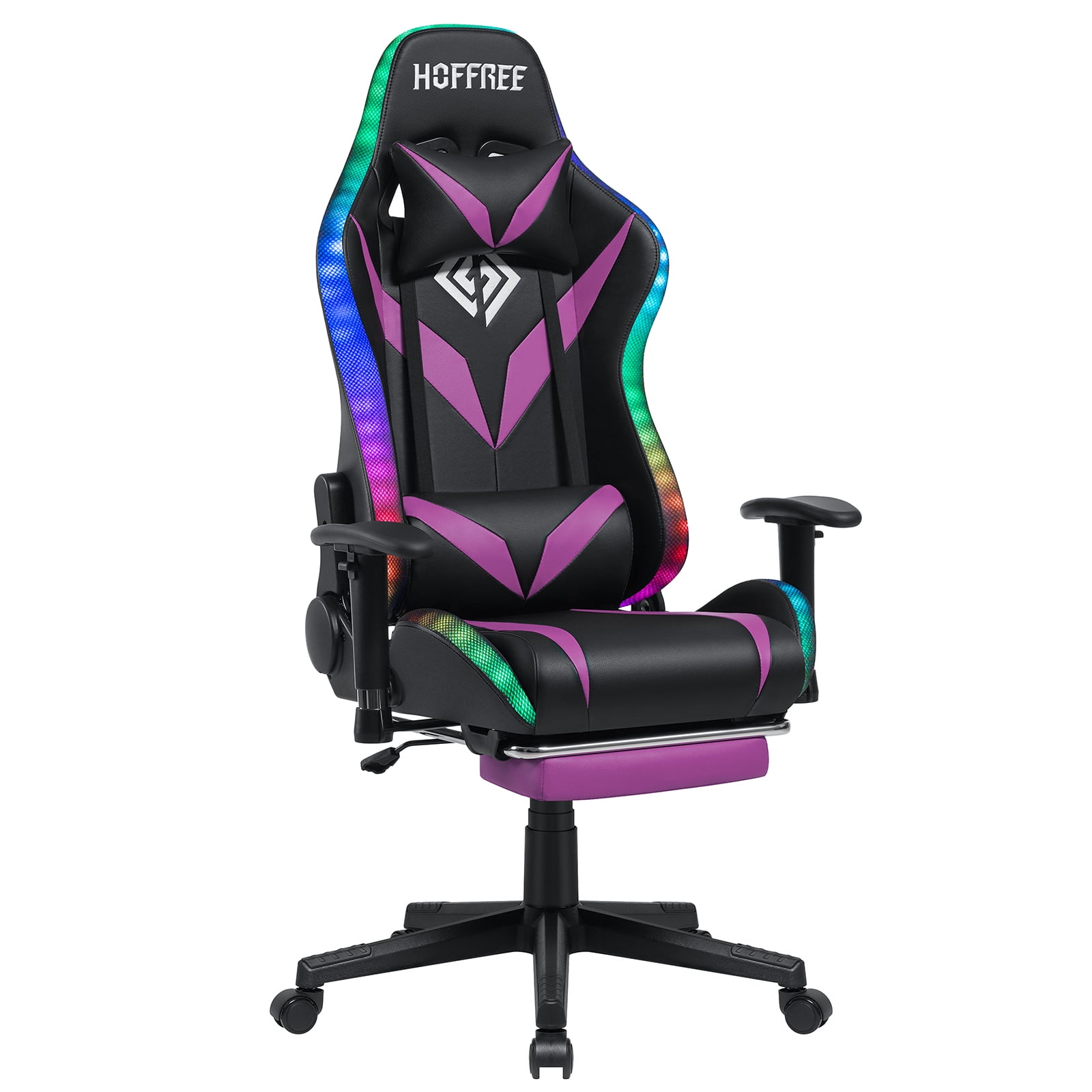Hoffree Gaming Chair with Speakers Computer Chair with Footrest LED ...