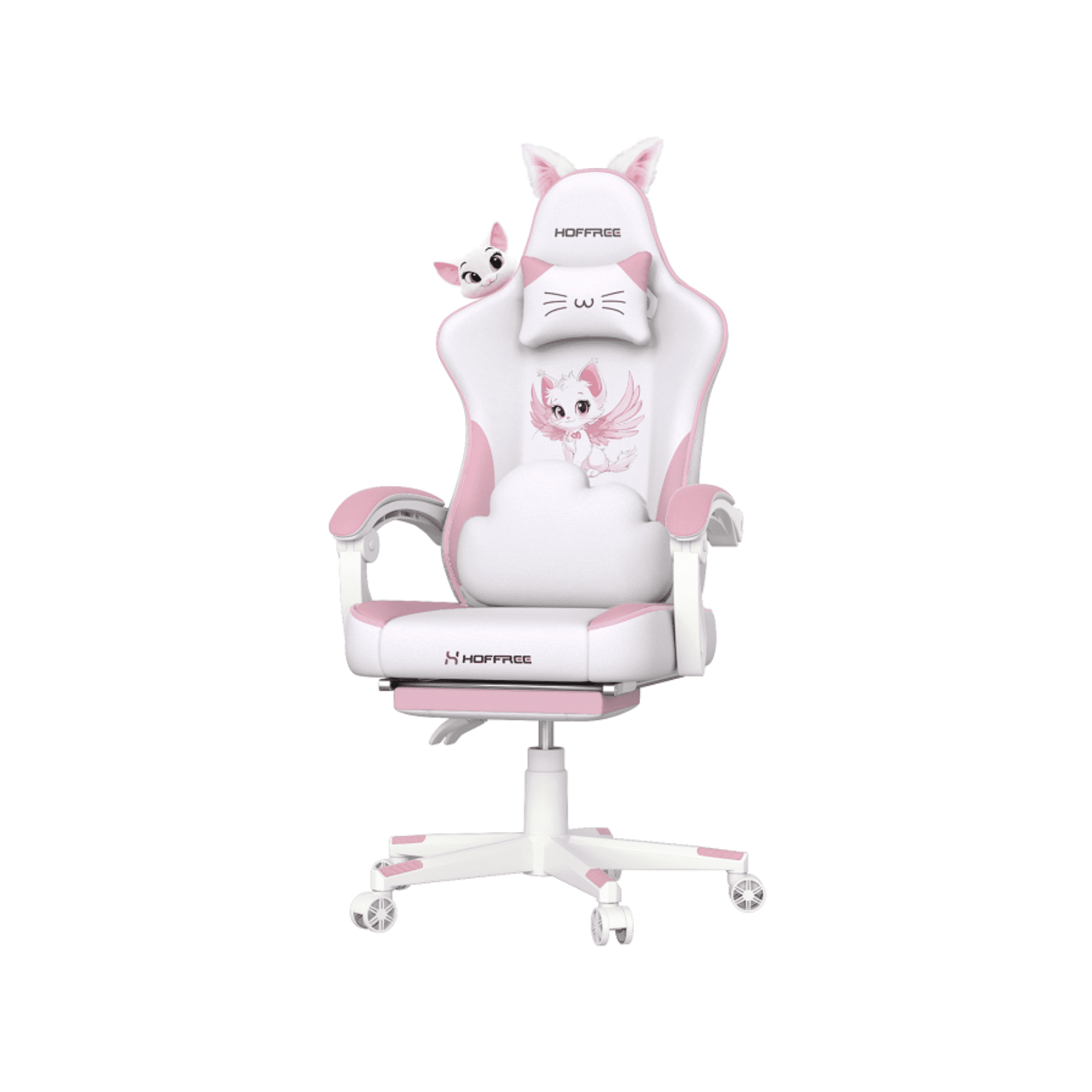 Hoffree Gaming Chair with RGB LED Lights, Speakers, Massage Function ...
