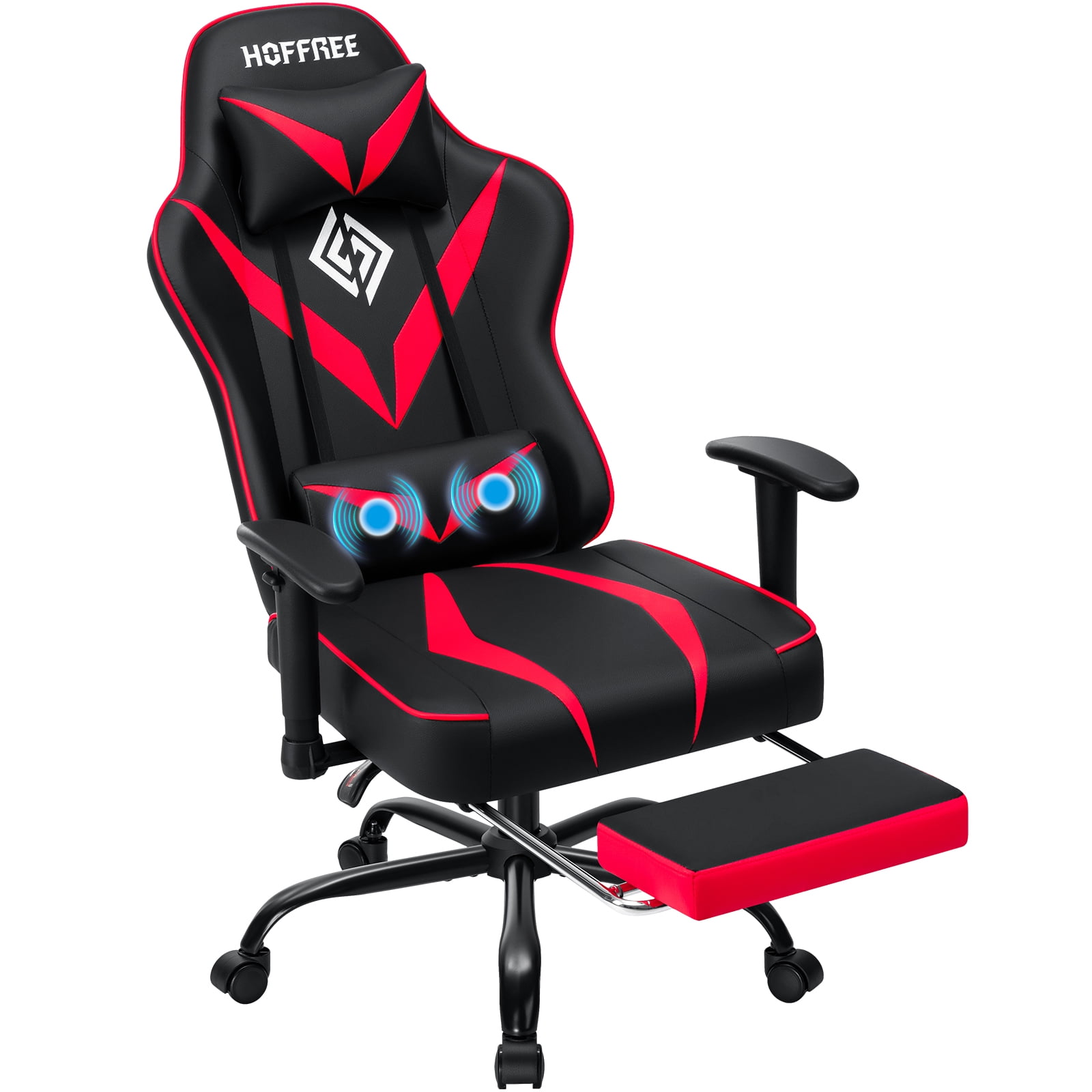 HOFFREE Massage Gaming Chair with Footrest, Ergonomic Design ...