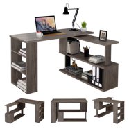 WOODYHOME 180 Rotating L-Shaped Corner Computer Desk Study Workstation ...