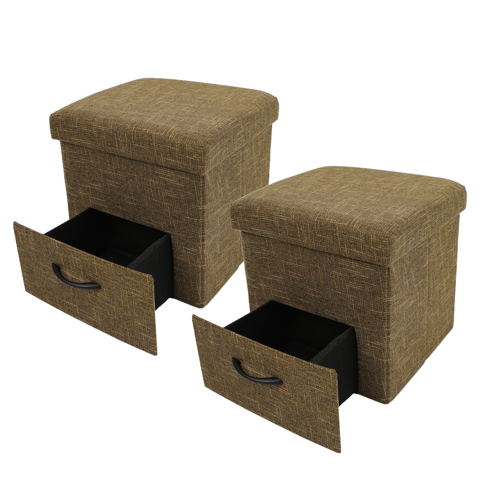 Hofitlead 15 Inch Storage Ottoman Cube, Footrest Stool with Tray ...
