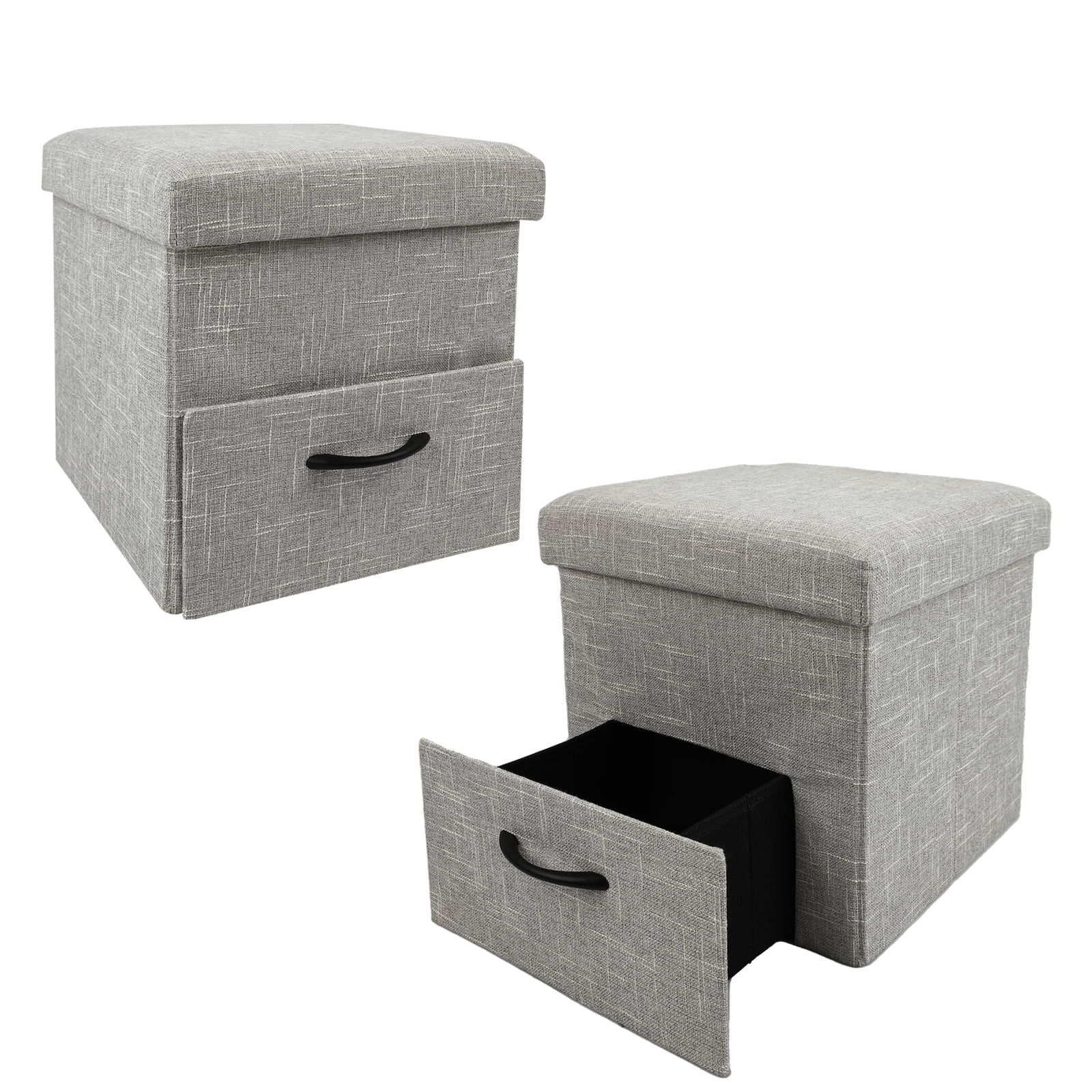 Hofitlead 15 Inch Storage Ottoman Cube, Folding Square Storage Ottoman ...