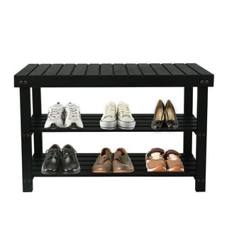 Hofitlead 27.5" Shoe Rack Solid Wood Shoe Bench, 3-Tier Shoe Organizer ...