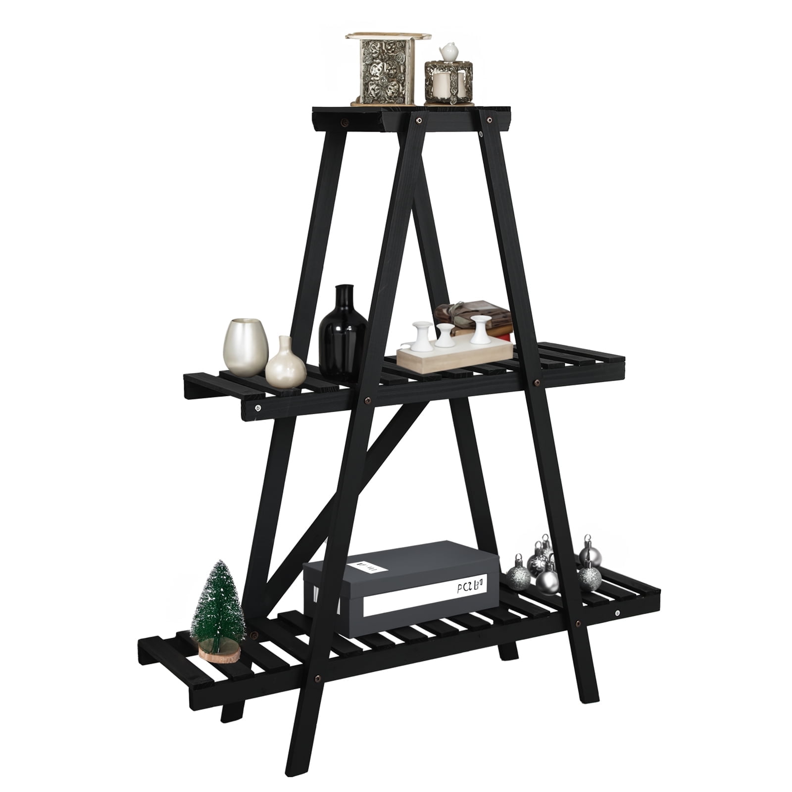 Hofitlead 3-Tier Flower Rack,Wood Ladder Shelf,Bookcase,Multifunctional ...