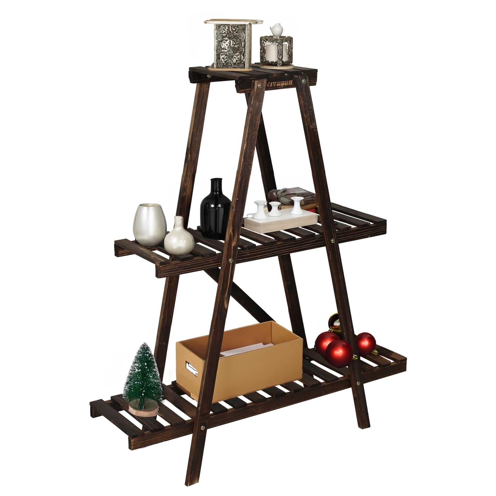 Hofitlead 3-Tier Flower Rack,Wood Ladder Shelf,Bookcase,Multifunctional ...