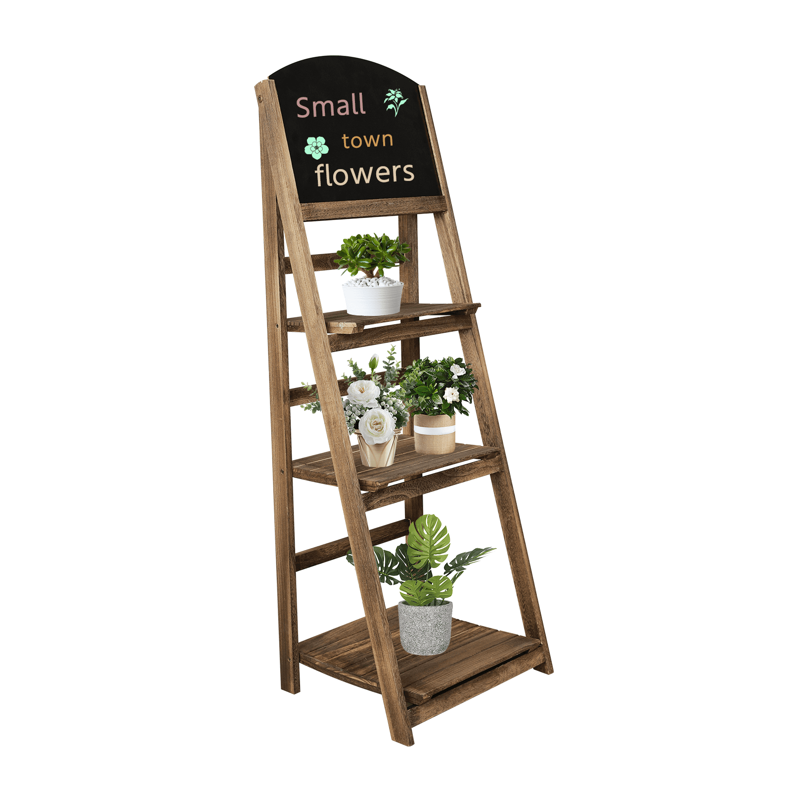 Hofitlead 3-Tier Ladder Shelf With BlackBoard,Ladder Bookshelf Plant ...