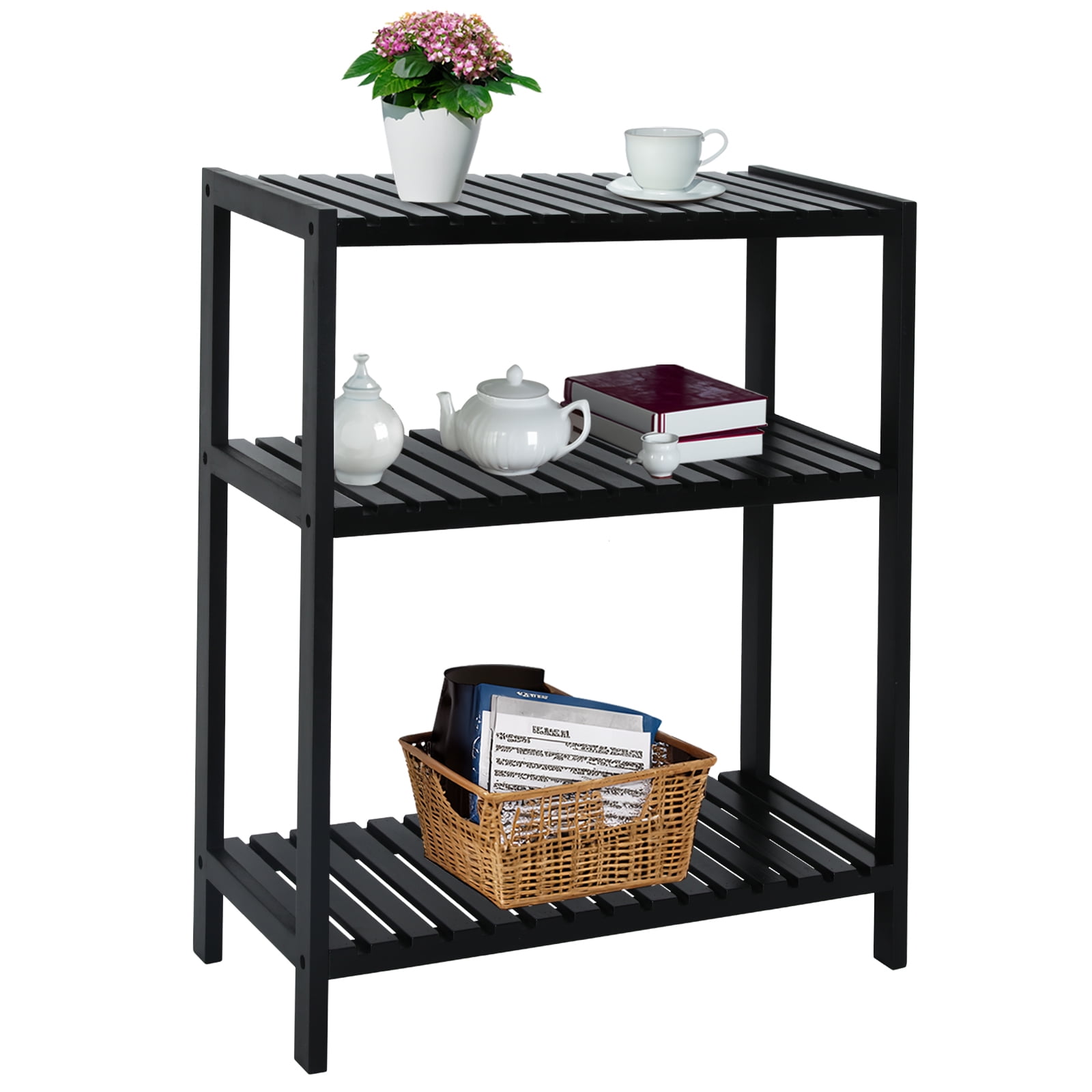 Hofitlead 3-Tier storage Shelf，27'' Bamboo Display rack, Plants Rack ...