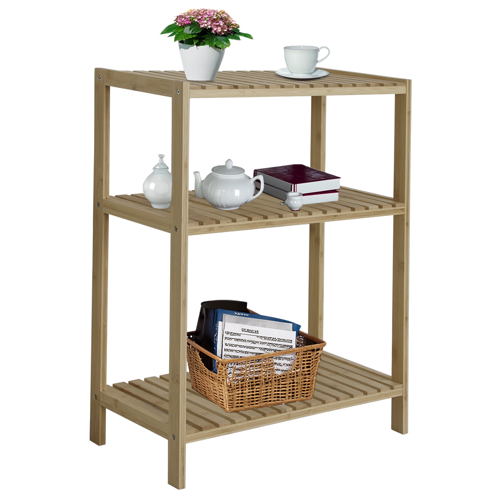 Hofitlead 3-Tier storage Shelf，27'' Bamboo Display rack, Plants Rack ...