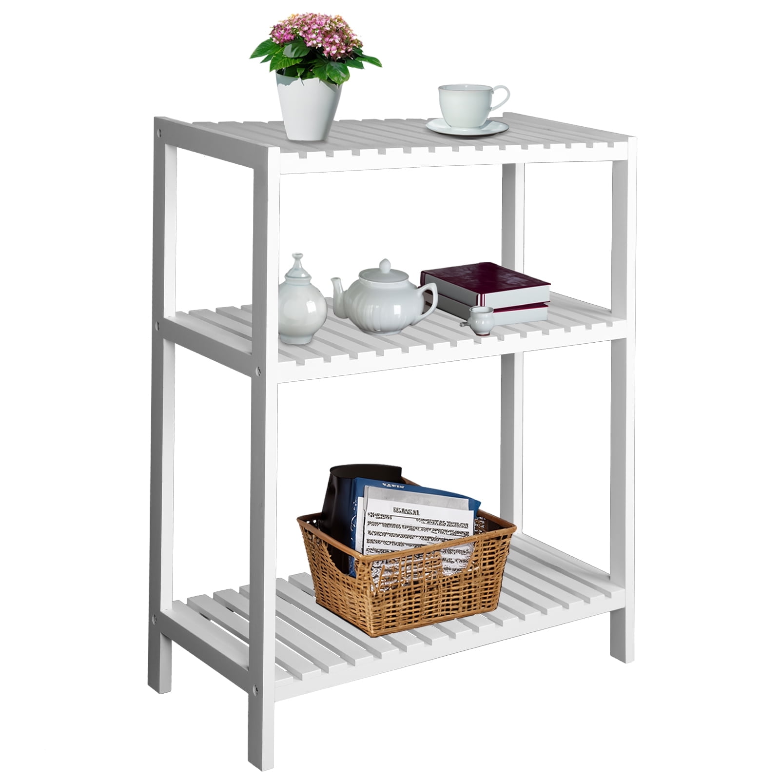 Hofitlead 3-Tier storage Shelf，27'' Bamboo Display rack, Plants Rack ...