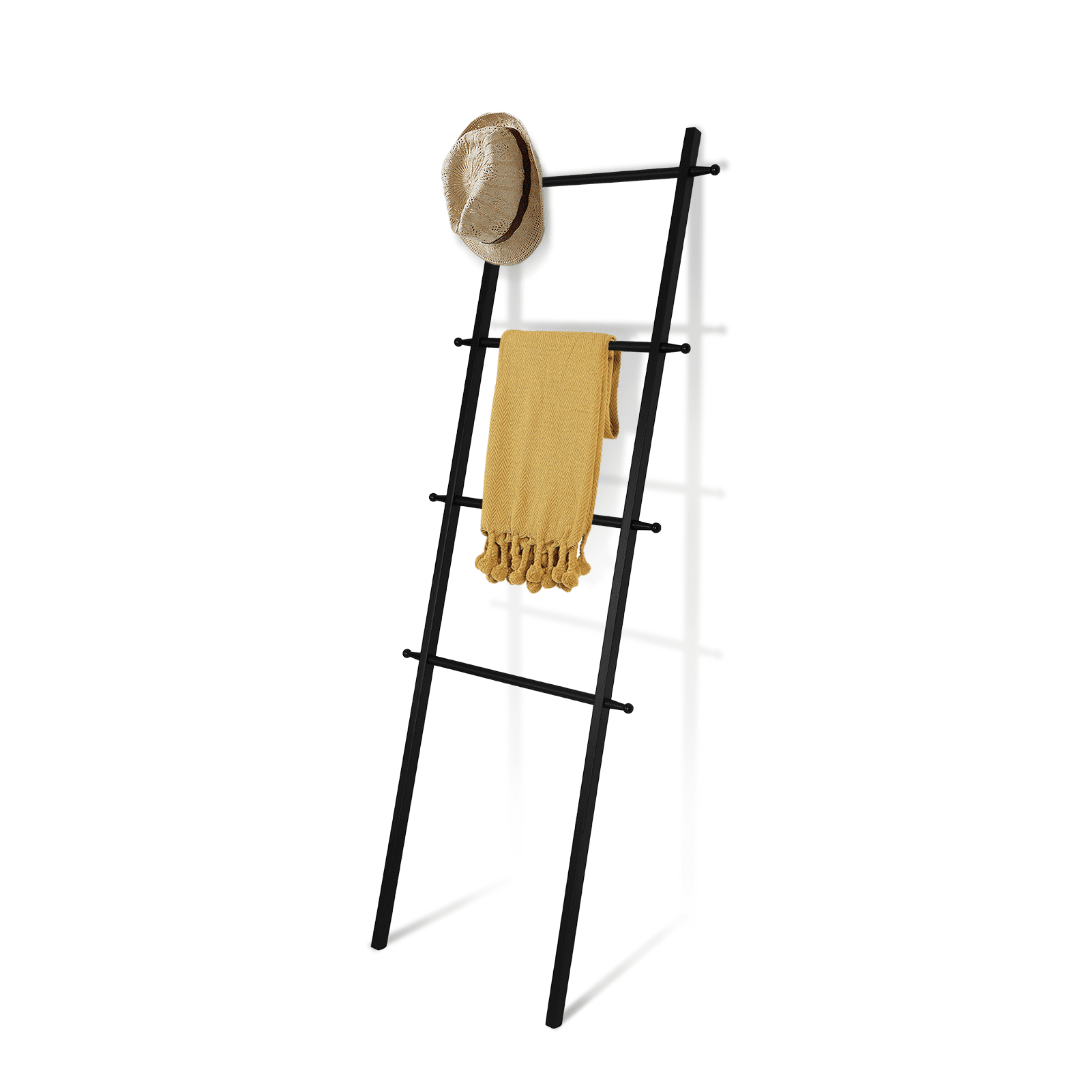 Hofitlead 4-Layer Modern Blanket Ladder Shelf,Wooden Wall Leaning ...