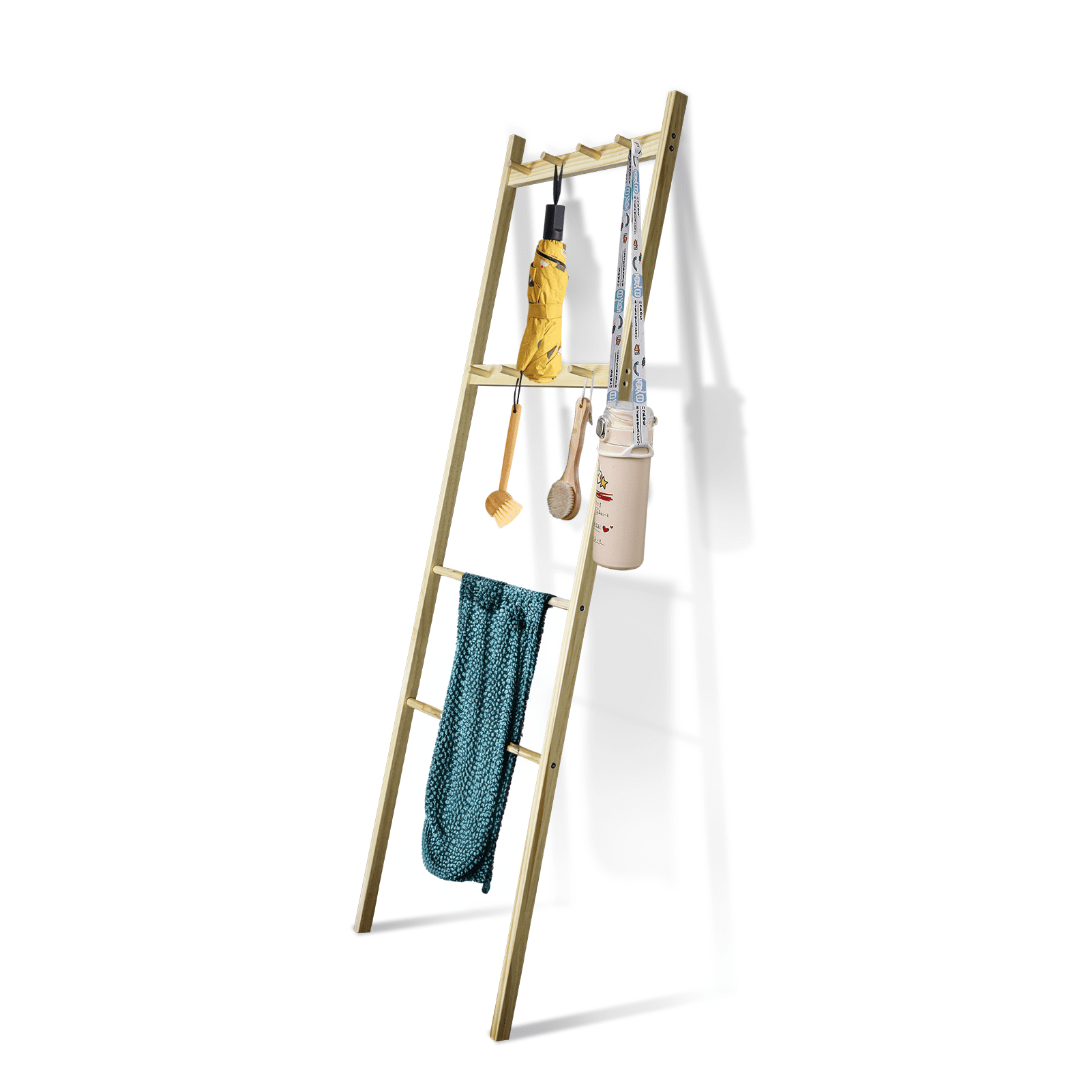 Hofitlead 4-Layer Modern Blanket Ladder Shelf,Wooden Wall Leaning ...