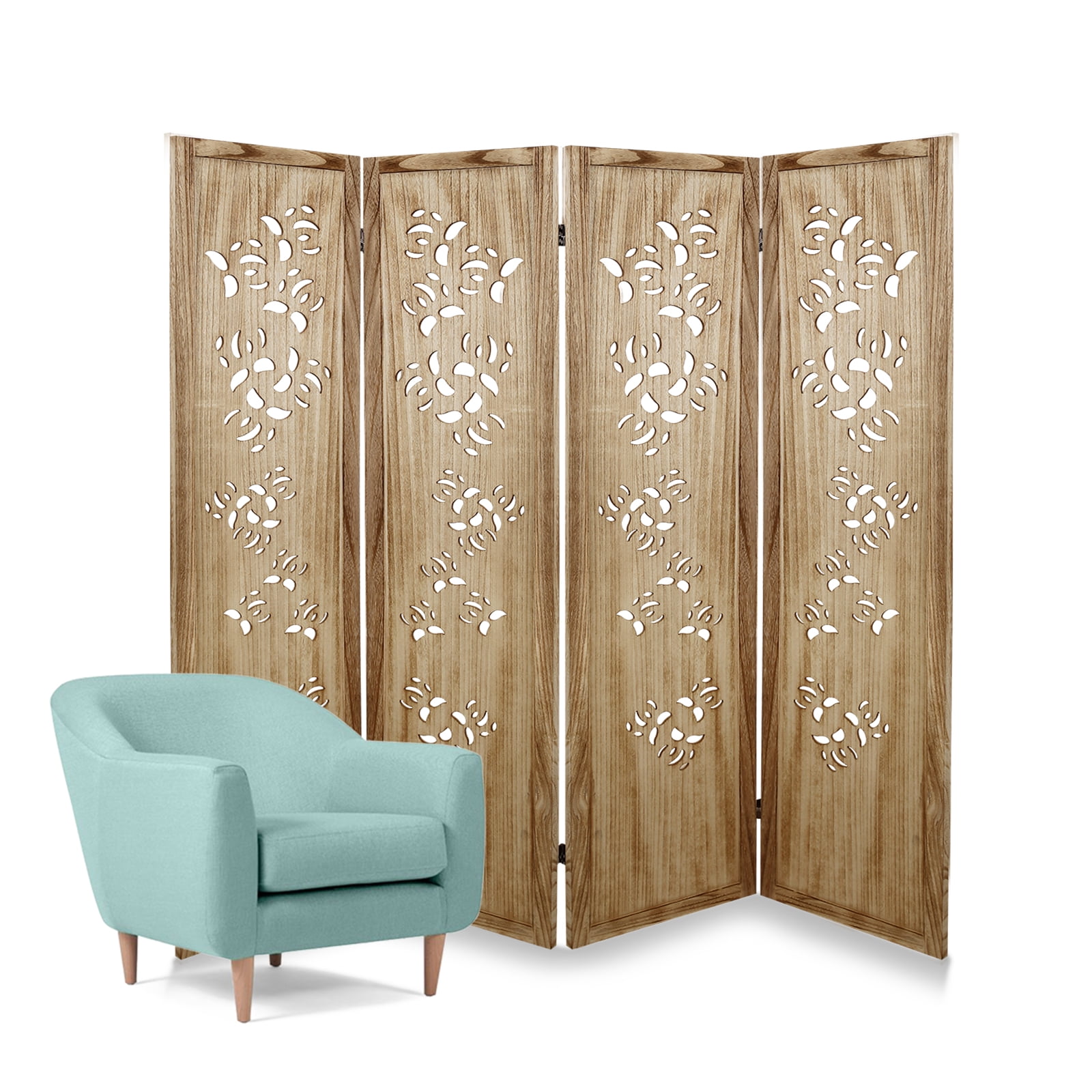 Hofitlead 4 Panel Room Divider, 5.6FT Tall, Freestanding, Foldable Wood ...