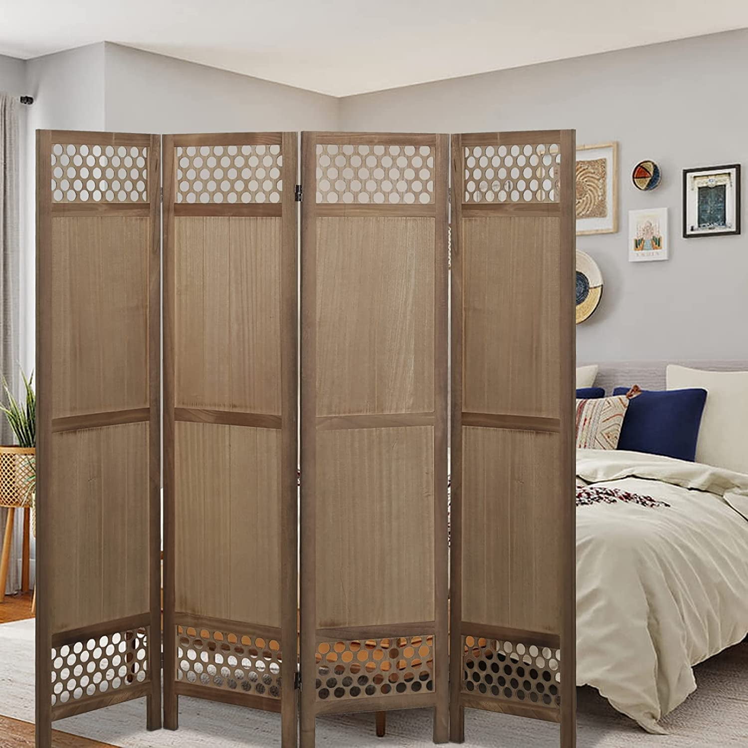 Hofitlead 4 Panel Home House Standing Partition, 5.6Ft Folding Privacy ...