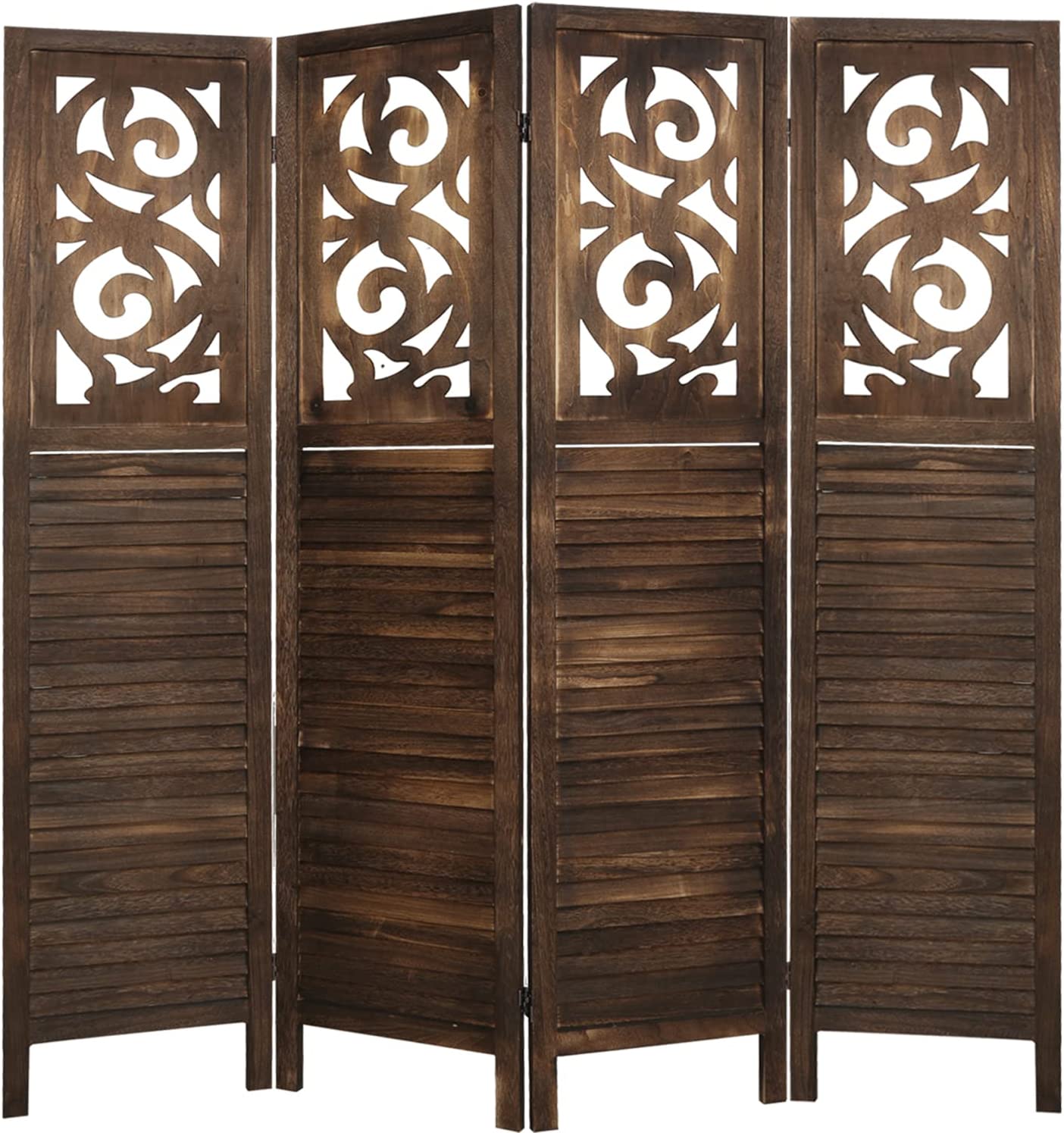 Hofitlead Home Partition, 4 Panel Room Divider, Wood Screen, Privacy ...