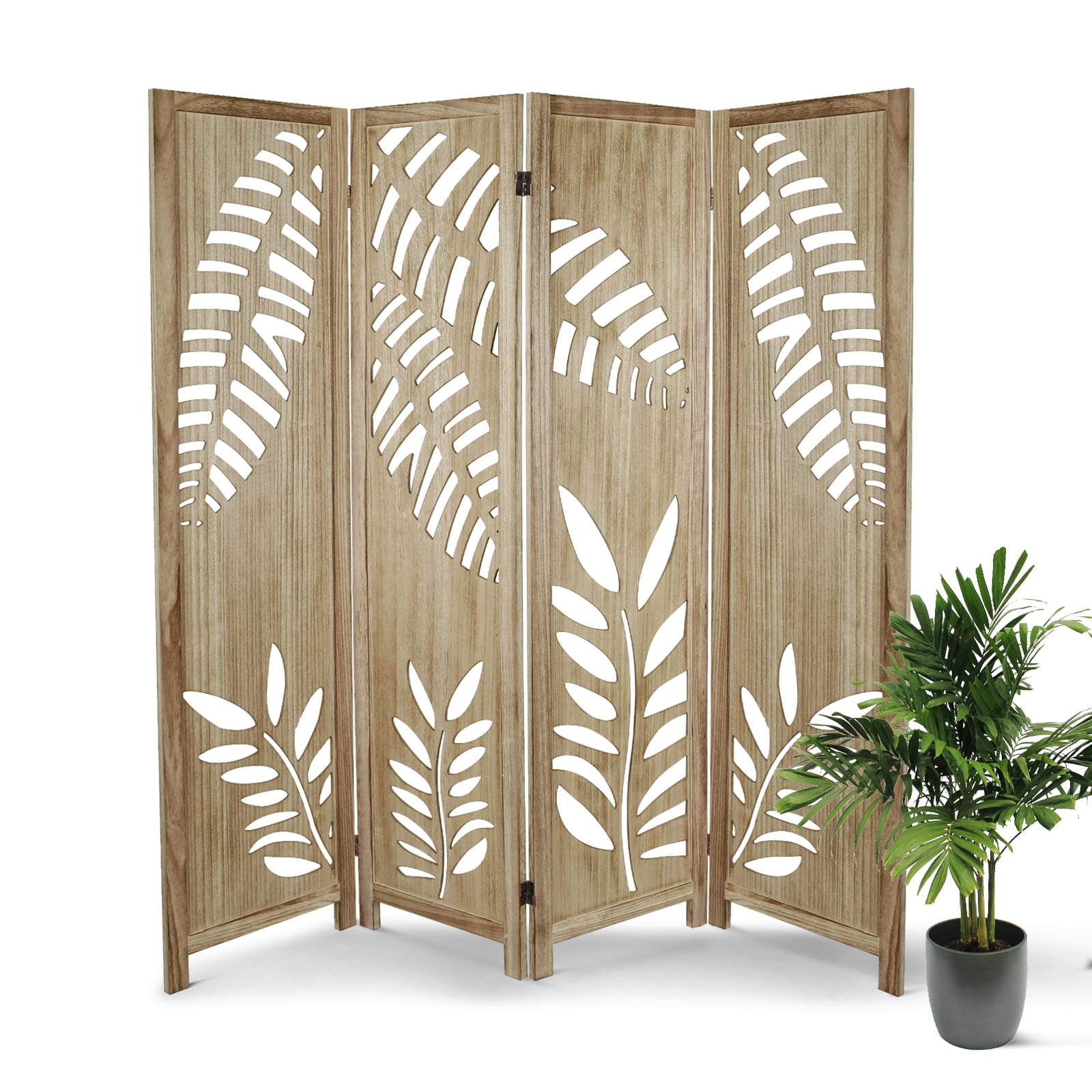 Hofitlead 4 Panel Tall Folding Portable Privacy Room Divider, Wood ...