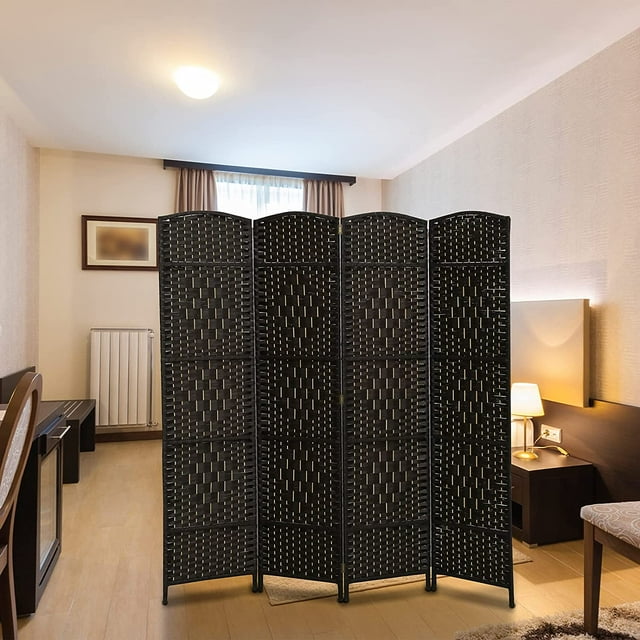 Hofitlead 4 Panel Wood Room Divider, 5.8ft Tall Folding Privacy Screen ...