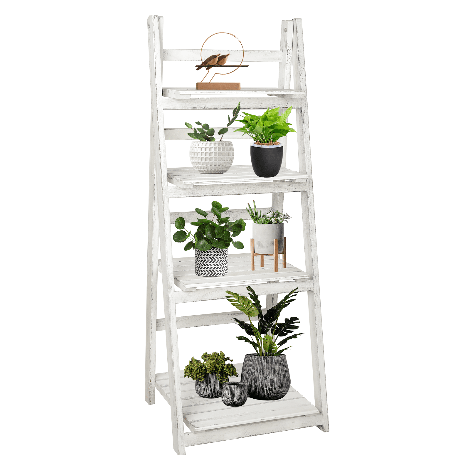 Hofitlead 4-Tier Ladder Shelf,Ladder Bookshelf Plant Ladder, Folding ...