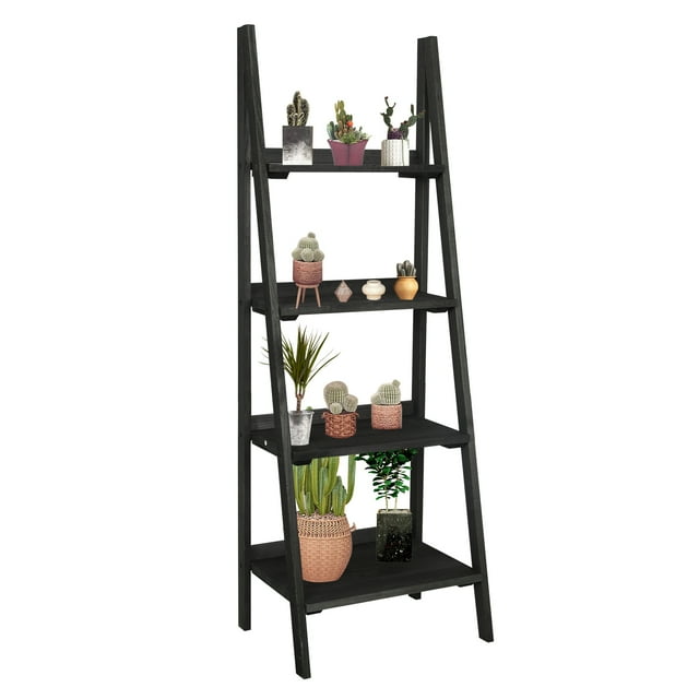 Hofitlead 4 Tier Ladder Shelf, Wooden Storage Rack,Bookshelf, for ...