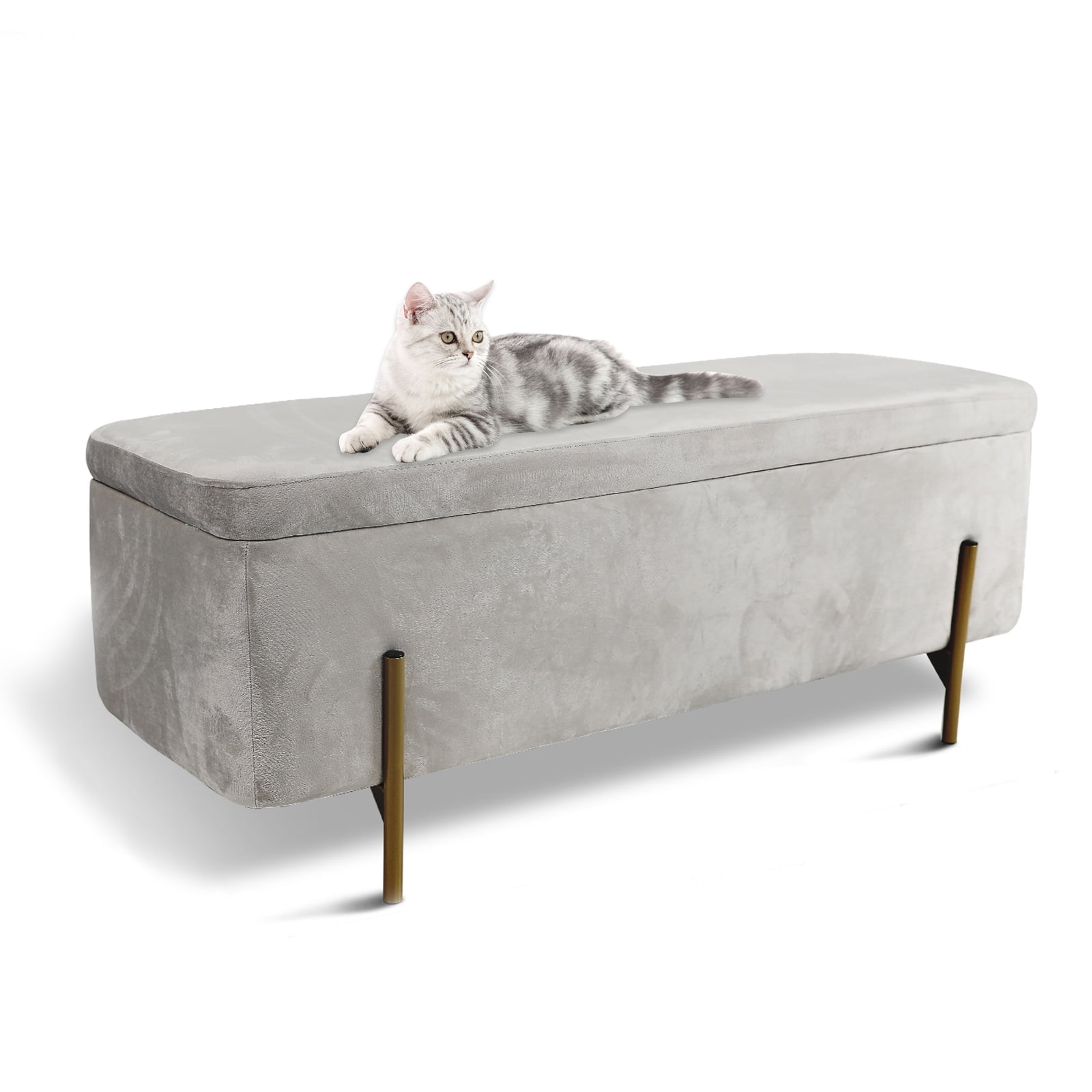 Hofitlead 43.3''Velvet Storage Ottoman Bench Modern Entryway Bench,for ...