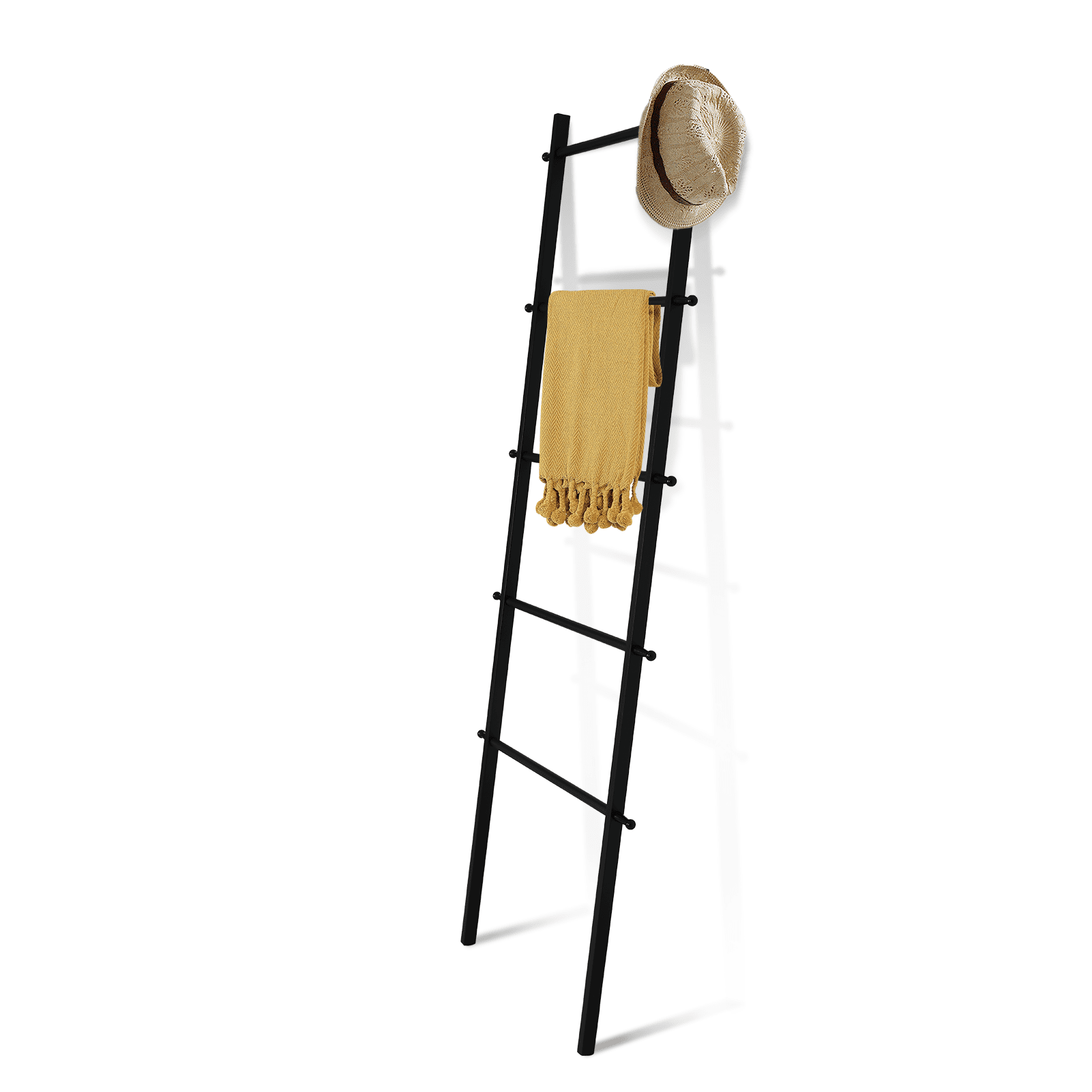 Hofitlead 5-Layer Modern Blanket Ladder Shelf,Wooden Wall Leaning ...