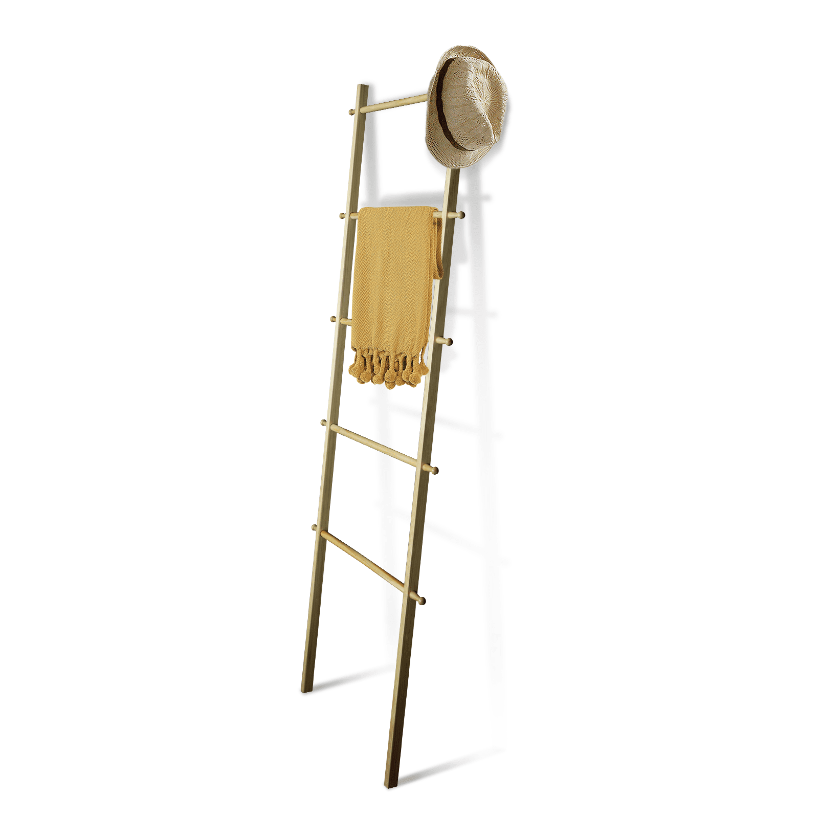 Hofitlead 5-Layer Modern Blanket Ladder Shelf,Wooden Wall Leaning ...