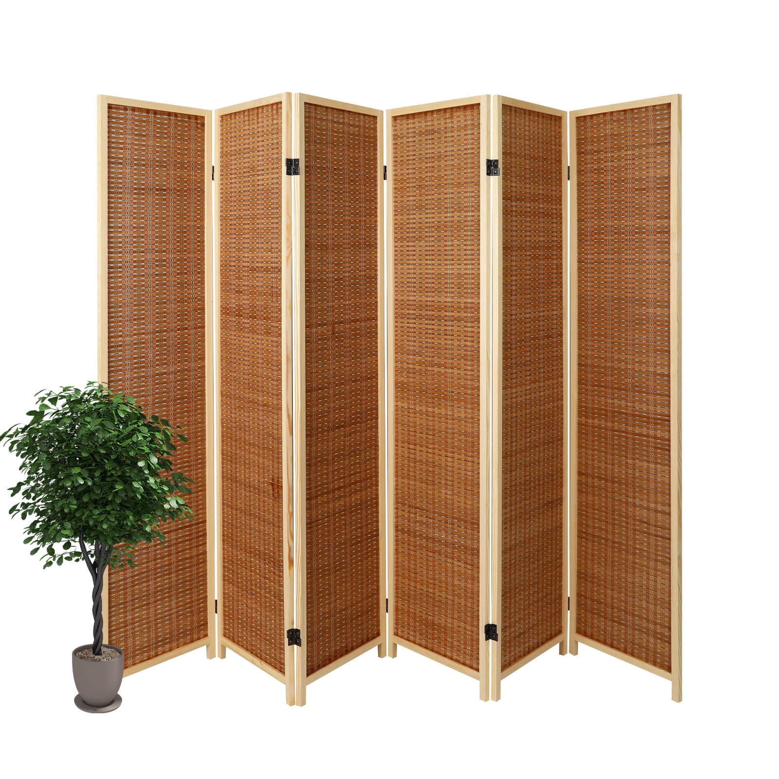 Hofitlead 6 Panel Bamboo Room Divider, 6 FT Tall Folding Privacy Screen ...