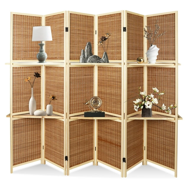 Hofitlead 6 Panel Bamboo Weaving Room Divider,With Display Stand, 6 FT ...