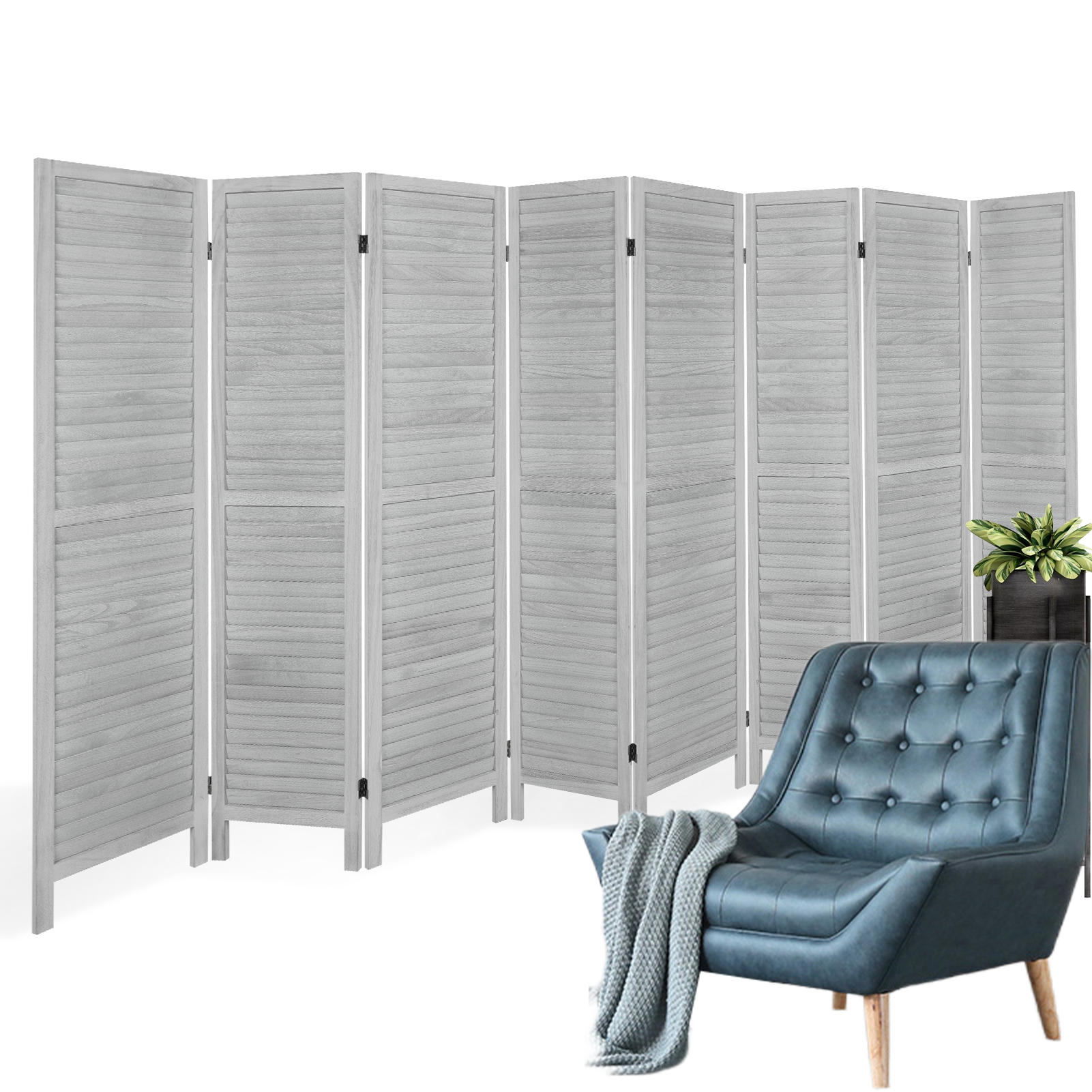 Hofitlead 8 Panel Wood Room Divider, 5.6ft Tall, Portable Indoor ...