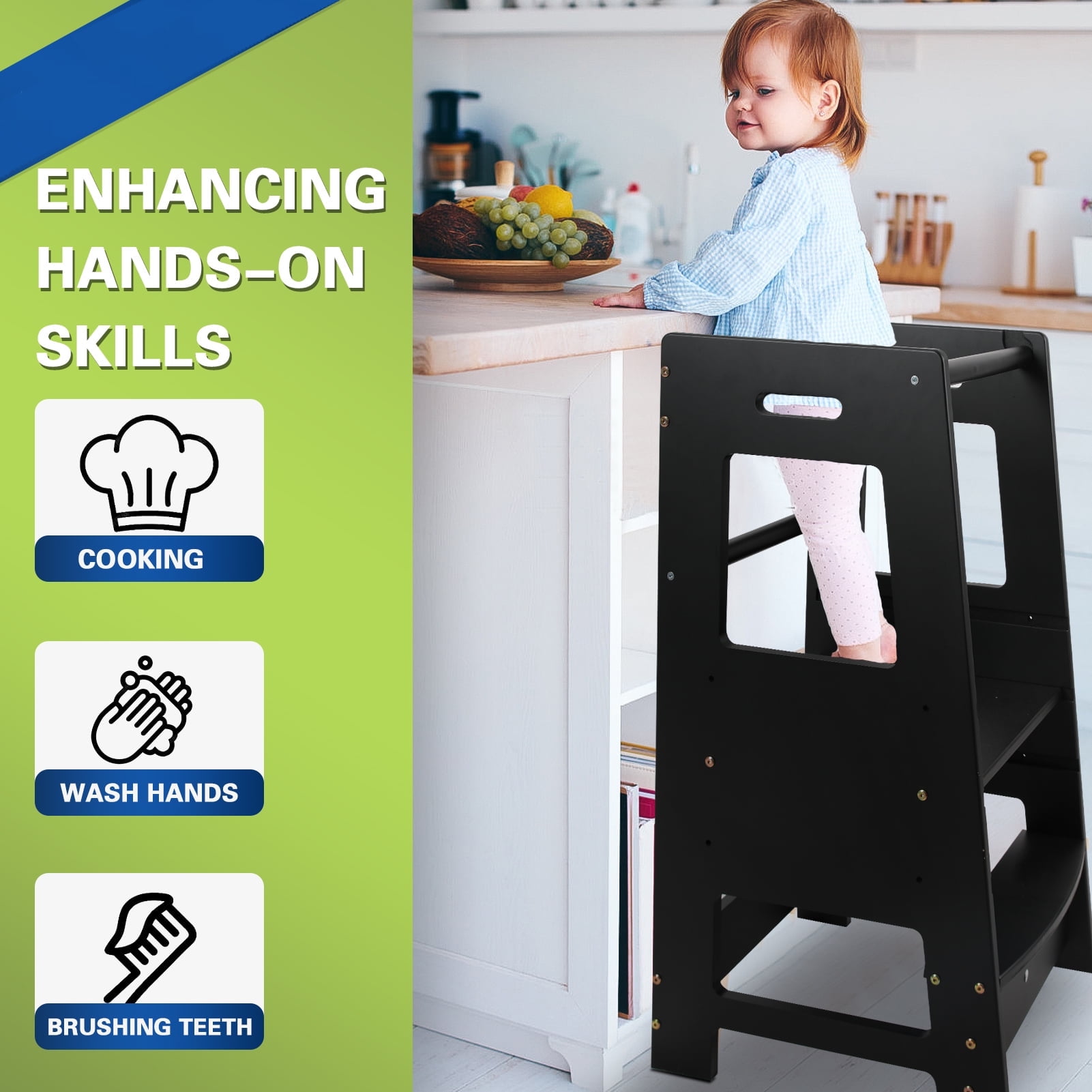 Hofitlead Standing Tower Kitchen Step Stool for Kid's Adjustable Height ...